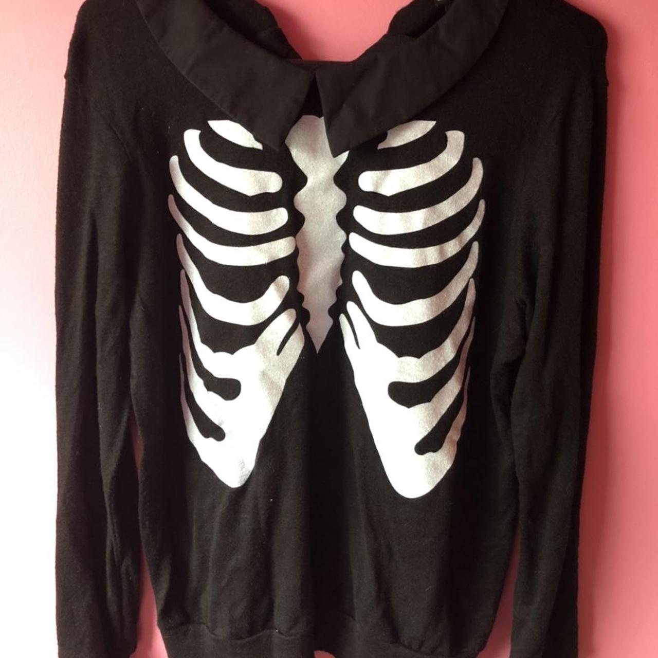 Hot Topic skeleton sweater with attached Peter Pan... - Depop