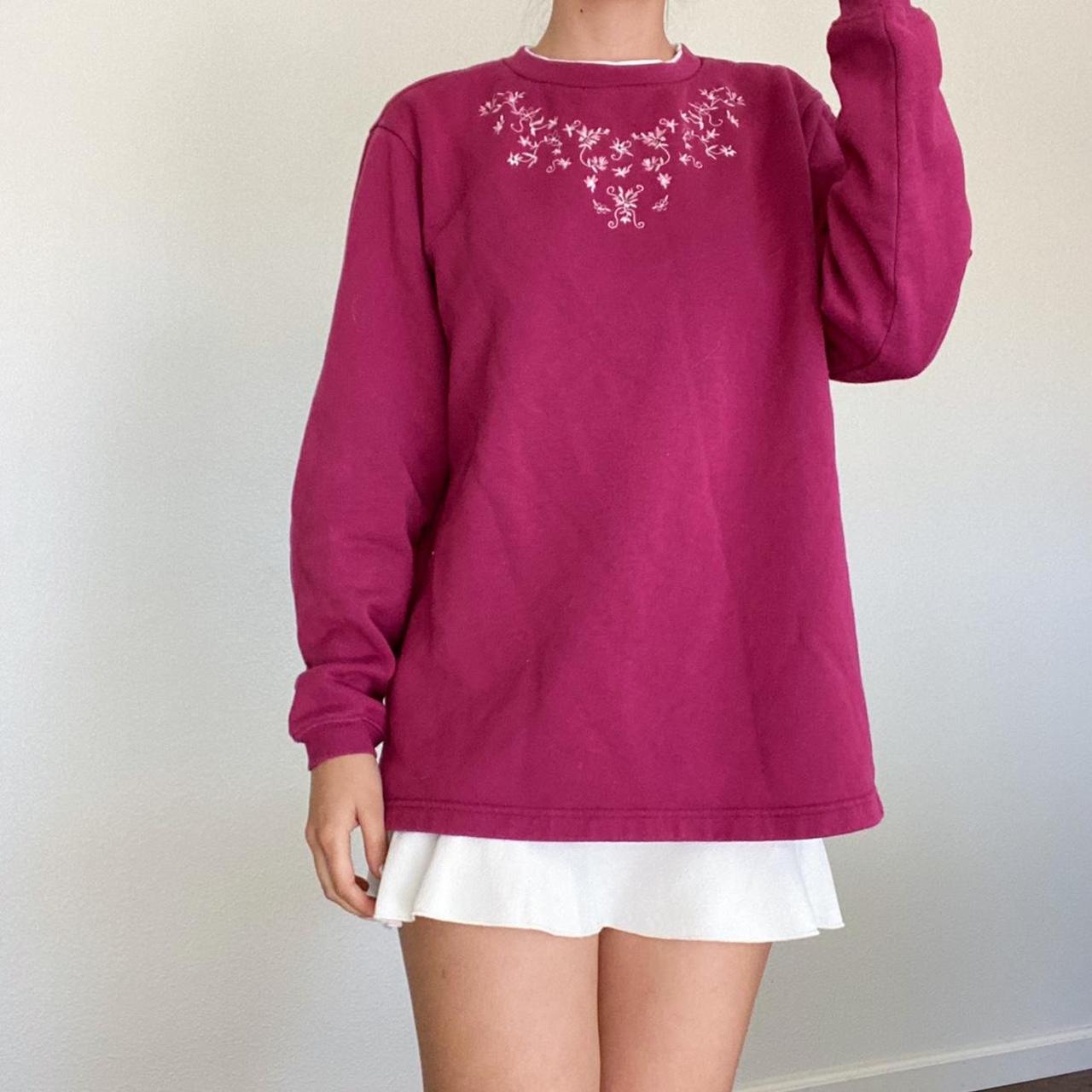 Women's White and Pink Jumper | Depop