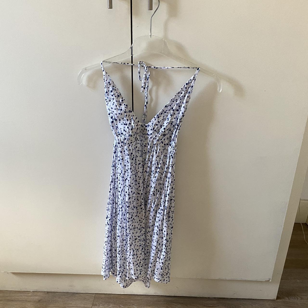 Brandy Melville Women's White and Blue Dress | Depop