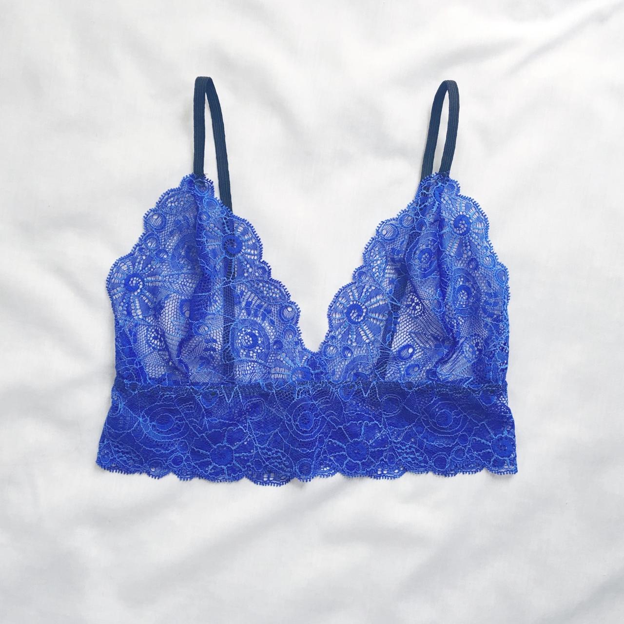 Royal blue lace bralet, handmade 😍💭 Soft stretch... - Depop
