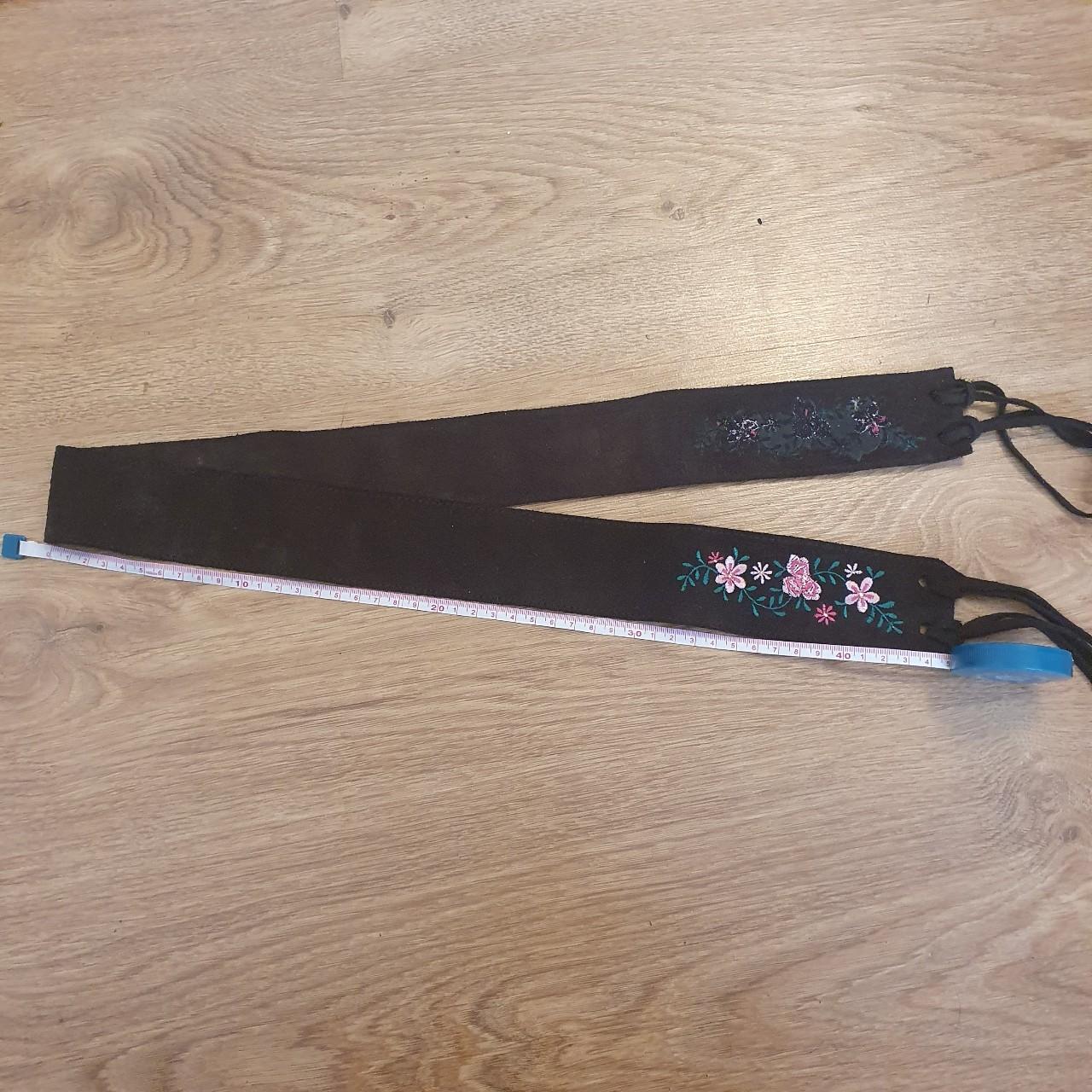 Real suede Boho belt. Chocolate brown with red and... - Depop