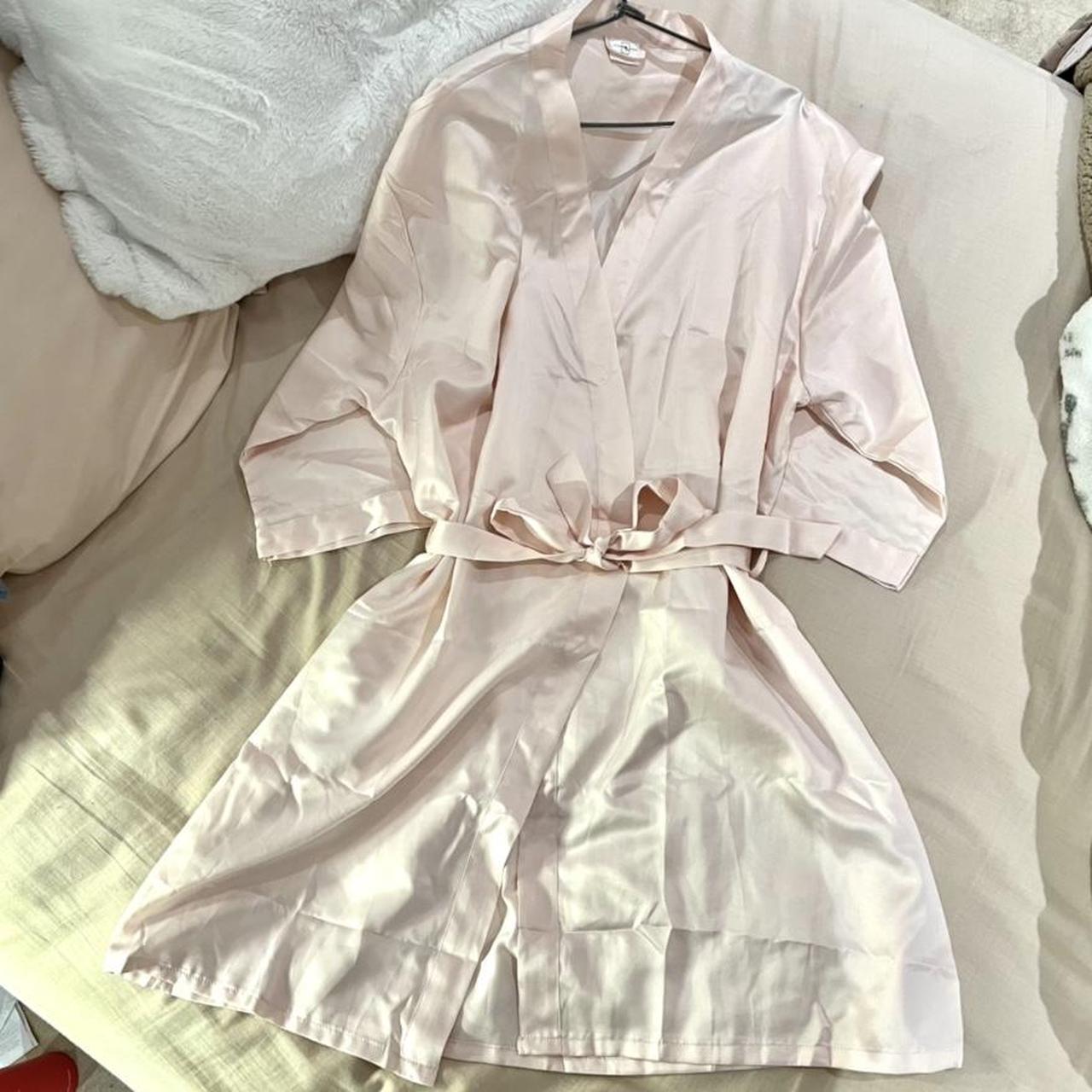 pink satin robe super luxe, practically weightless.... - Depop