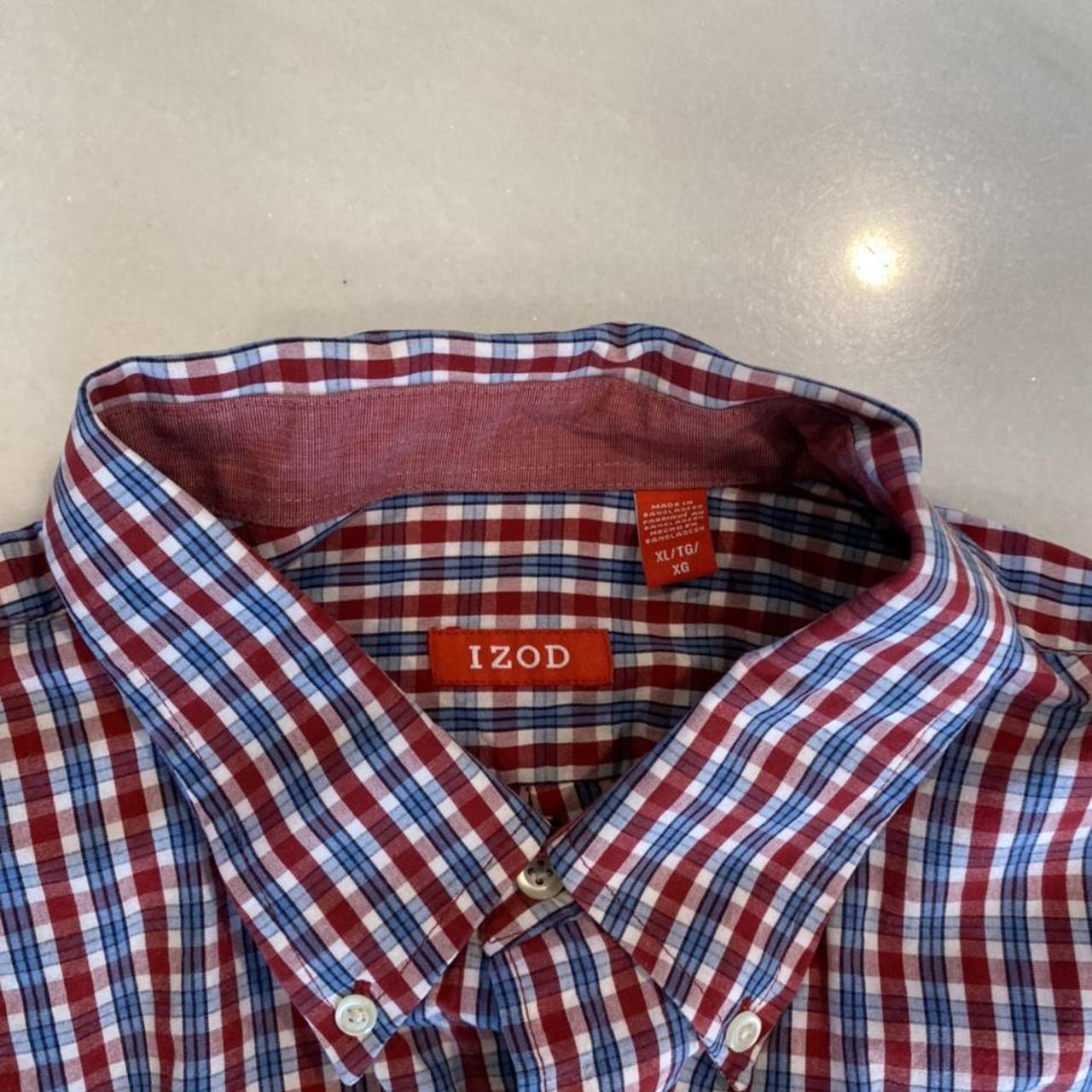 Izod Men's Red and Blue Shirt | Depop