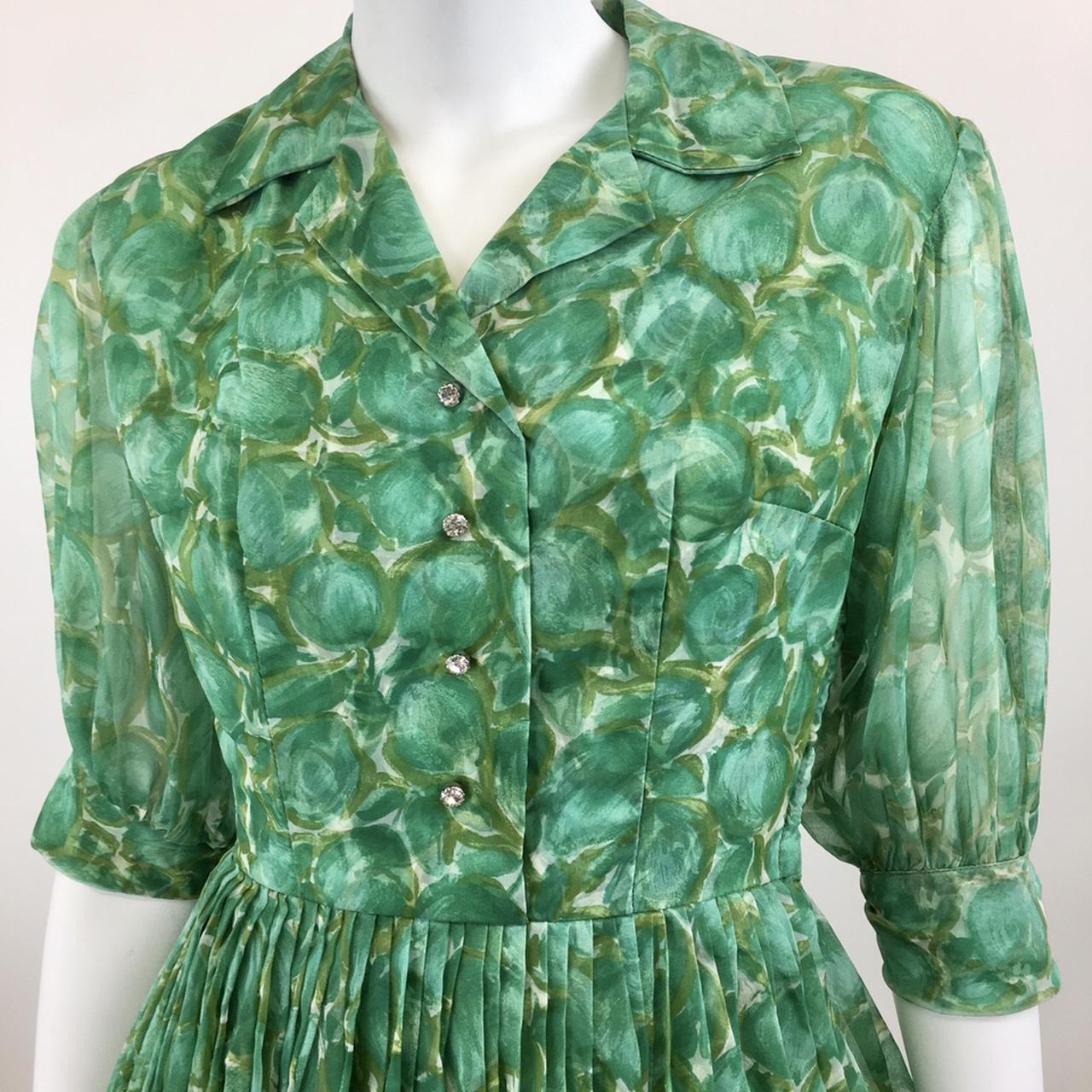 Vintage 1950s 60s Green Tea Dress, lined and net... - Depop