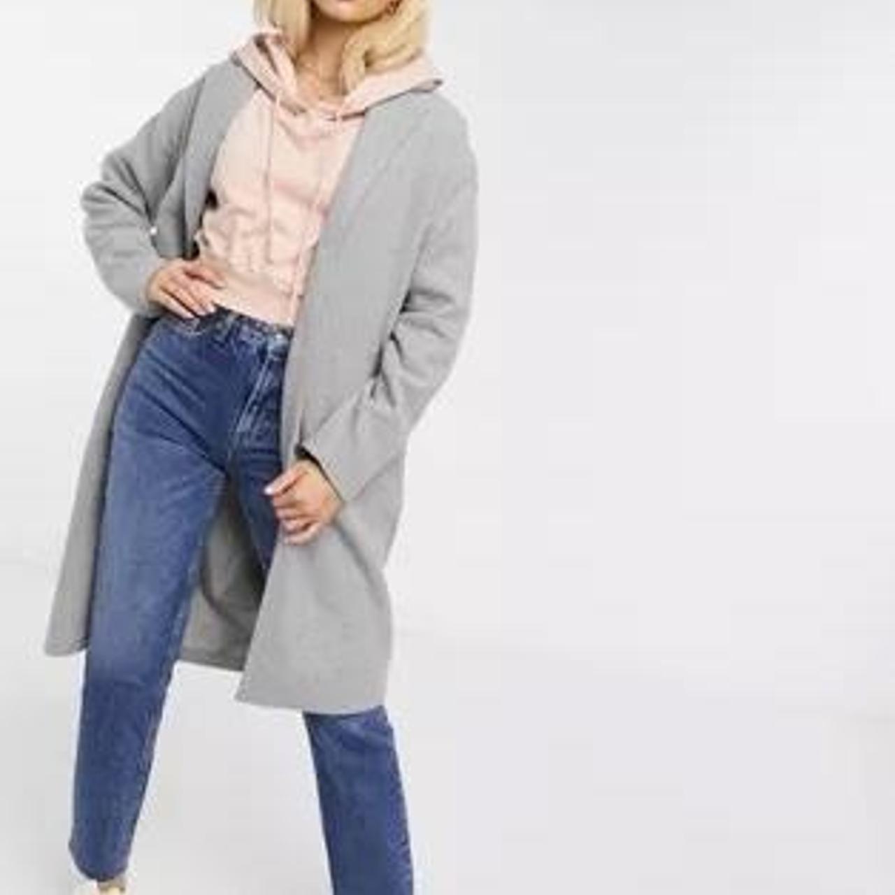 asos pieces alice wool blend coat in gray new... - Depop
