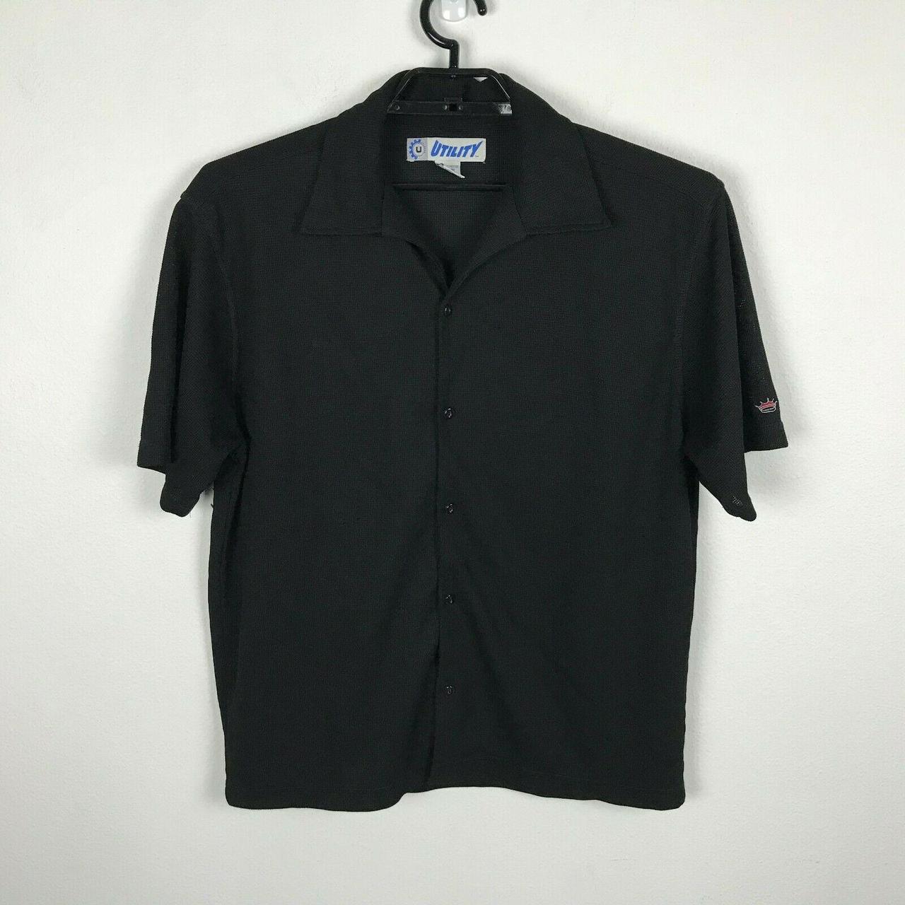 Utility Shirt Mens Size M Black Woven Polyester... - Depop