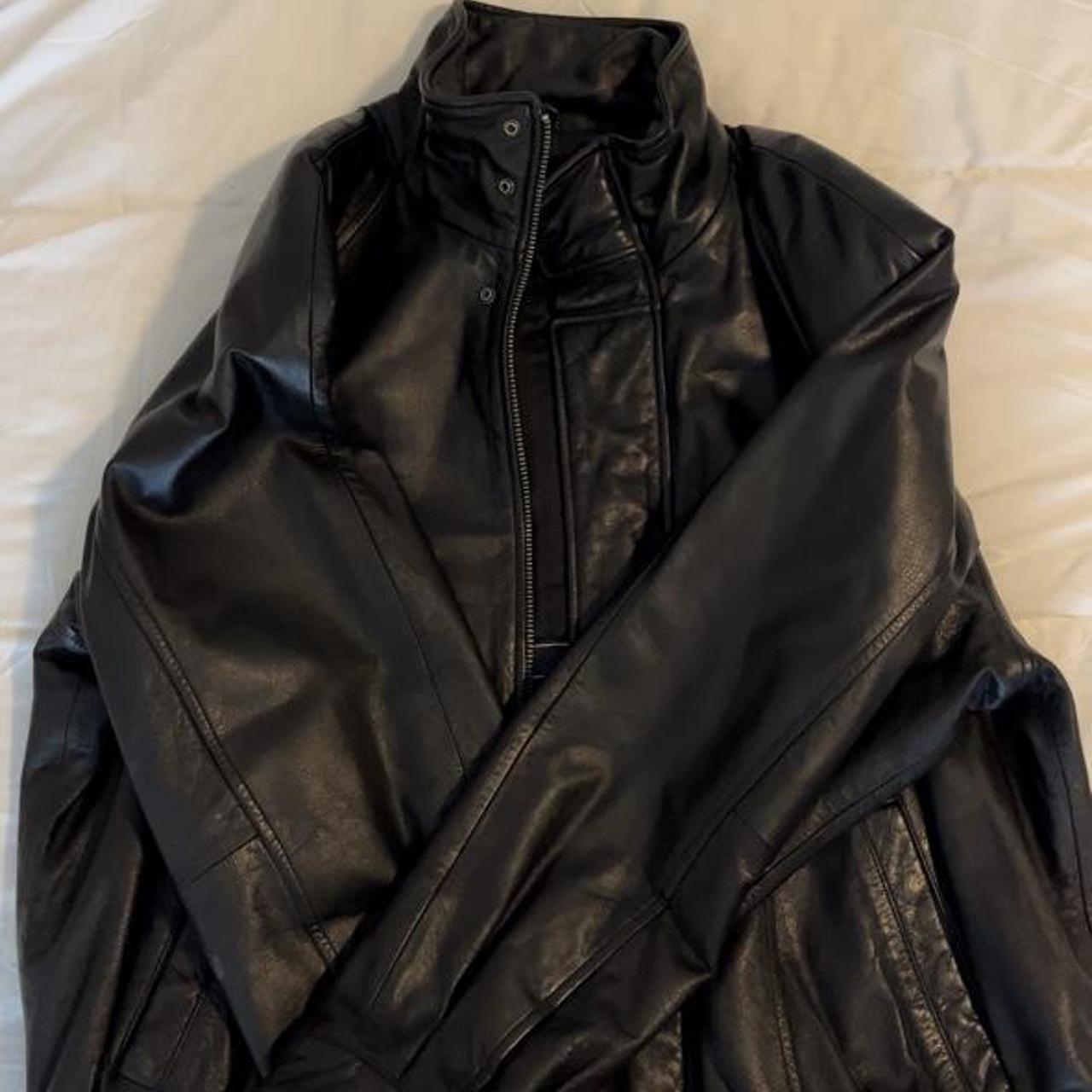 vintage LARGE real leather jacket in good condition - Depop