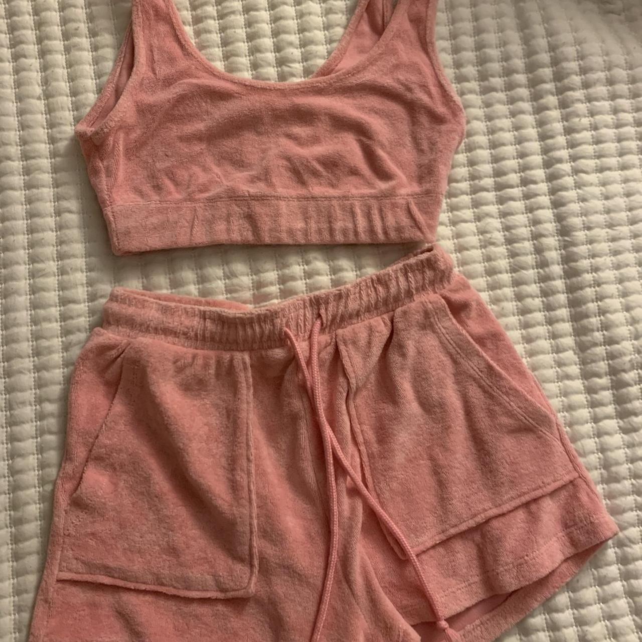 ZARA light pink terricloth matching set, great... - Depop
