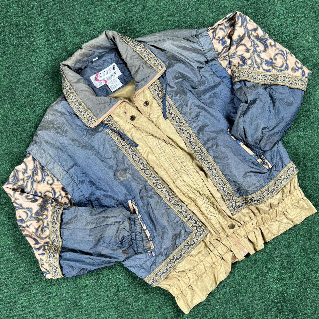 VINTAGE 90's Active stuff Gold and Navy-Blue... - Depop