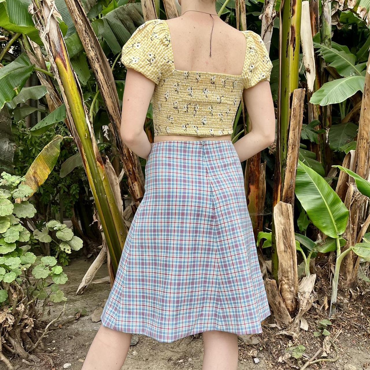 Vintage handmade Twee plaid skirt and milkmaid crop... - Depop