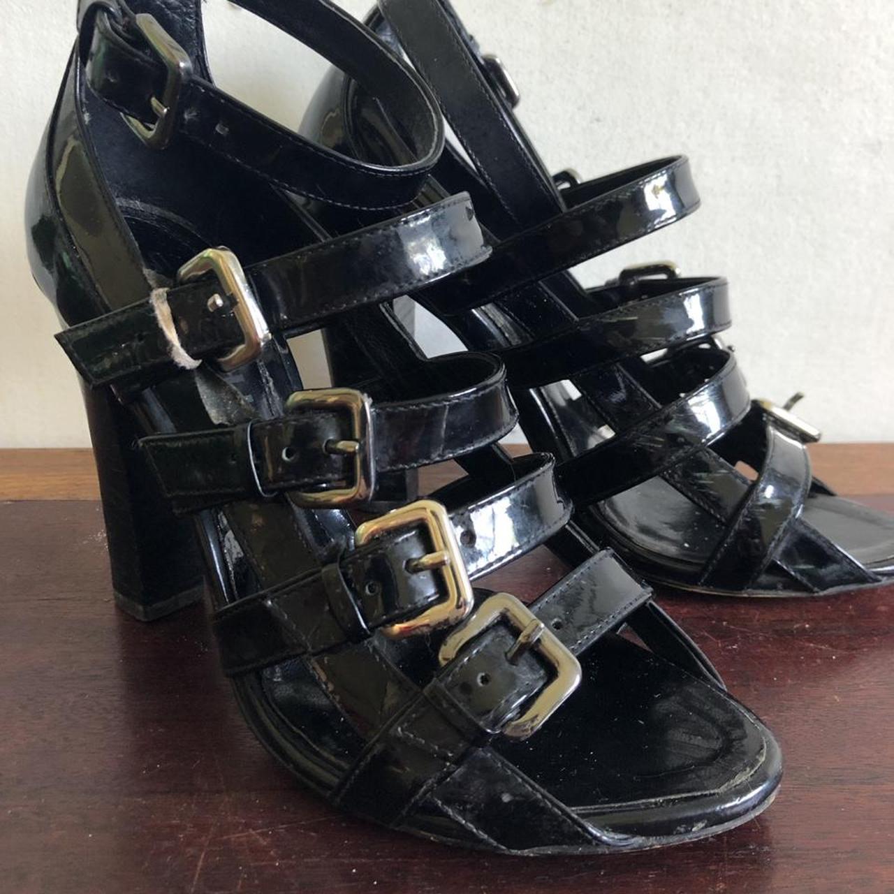 Sachi black heels, multiple buckles, sturdy heels... - Depop