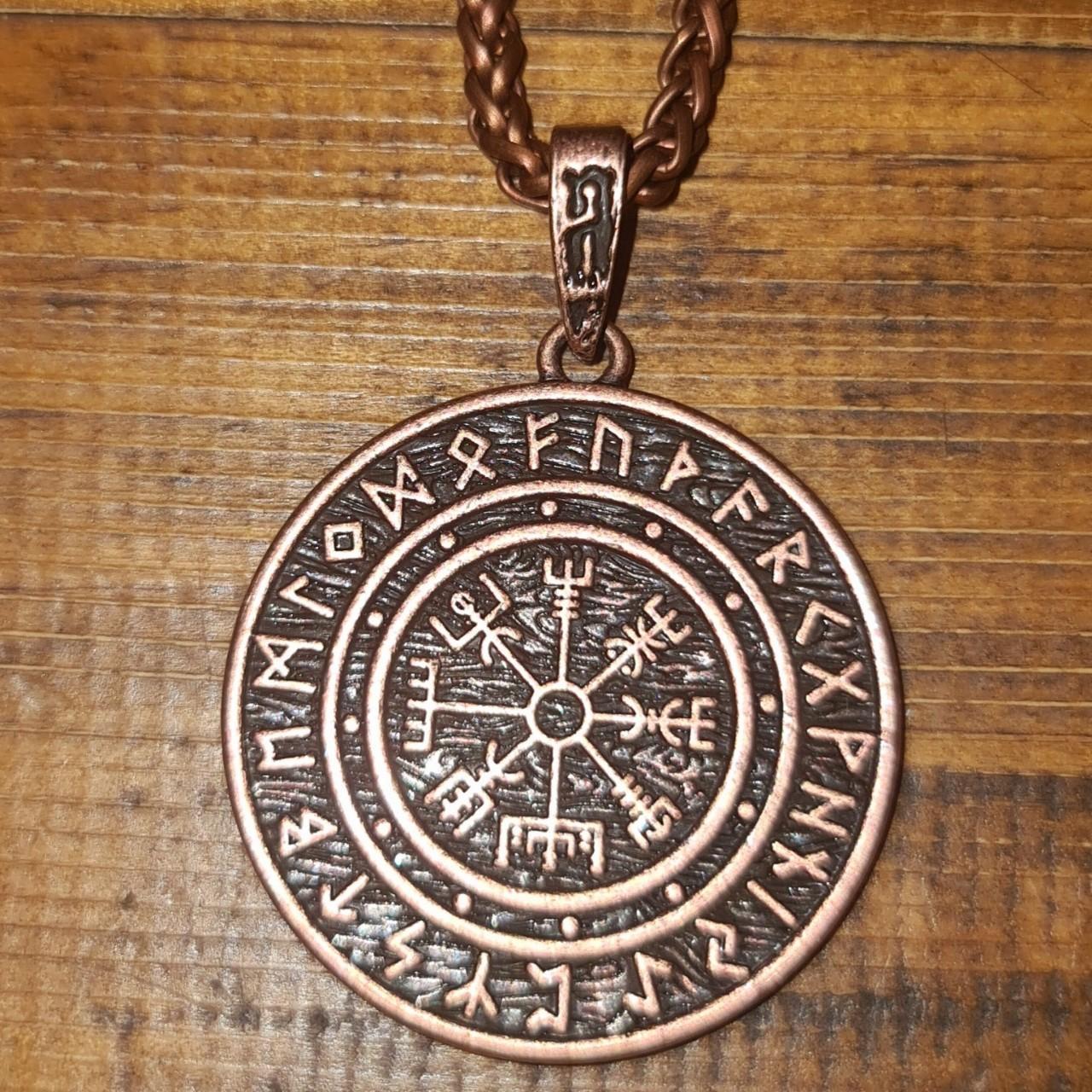 Bronze Viking medallion 3cm x 3cm featuring Viking... - Depop