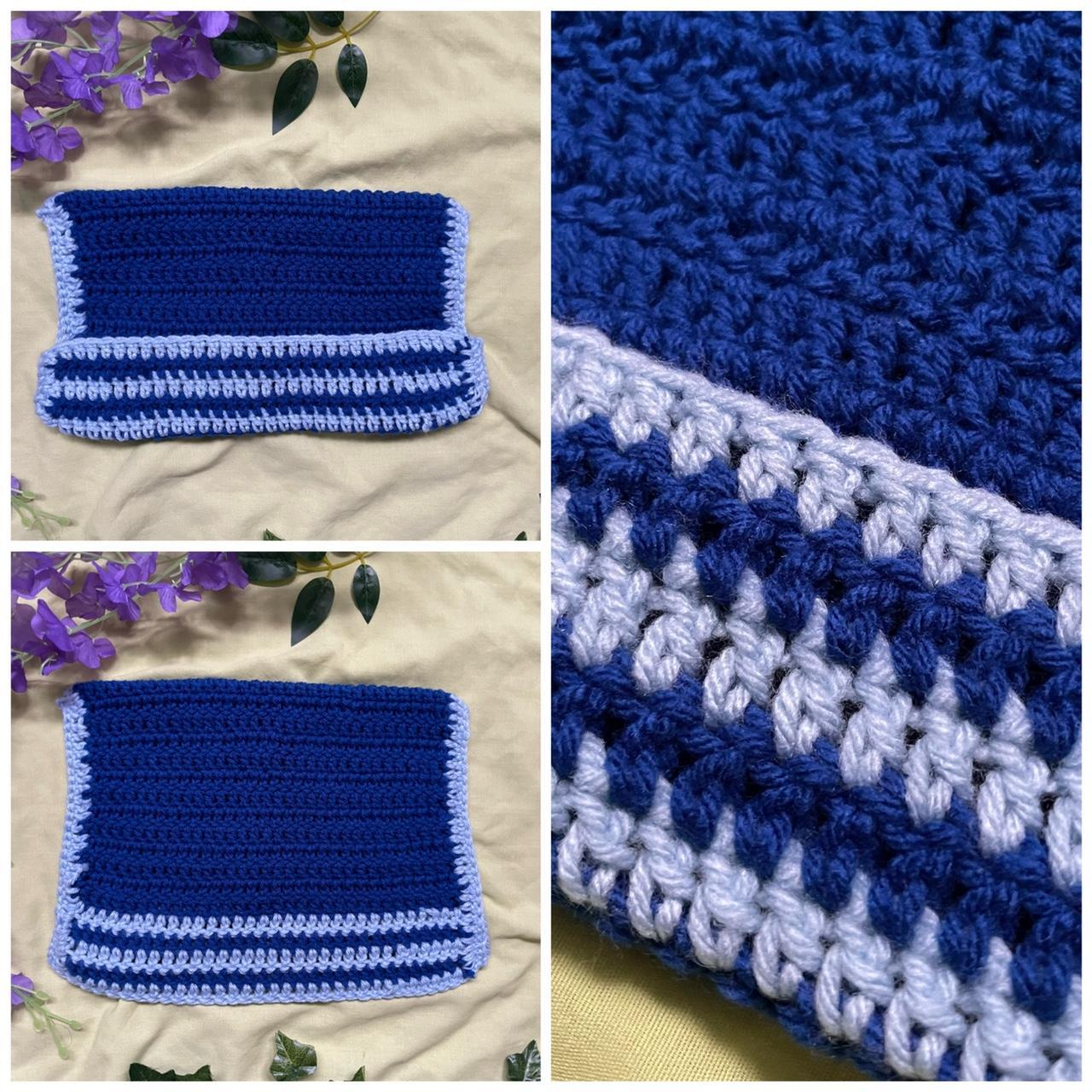 frosted blueberry crochet cat beanie// this cat hat... - Depop