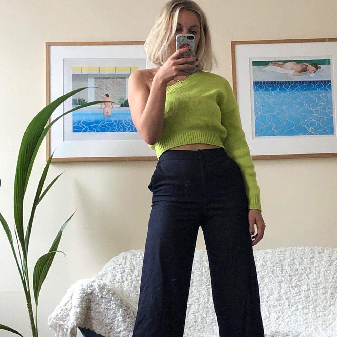 Super Cool lIghtweight green one sleeve jumper •... - Depop