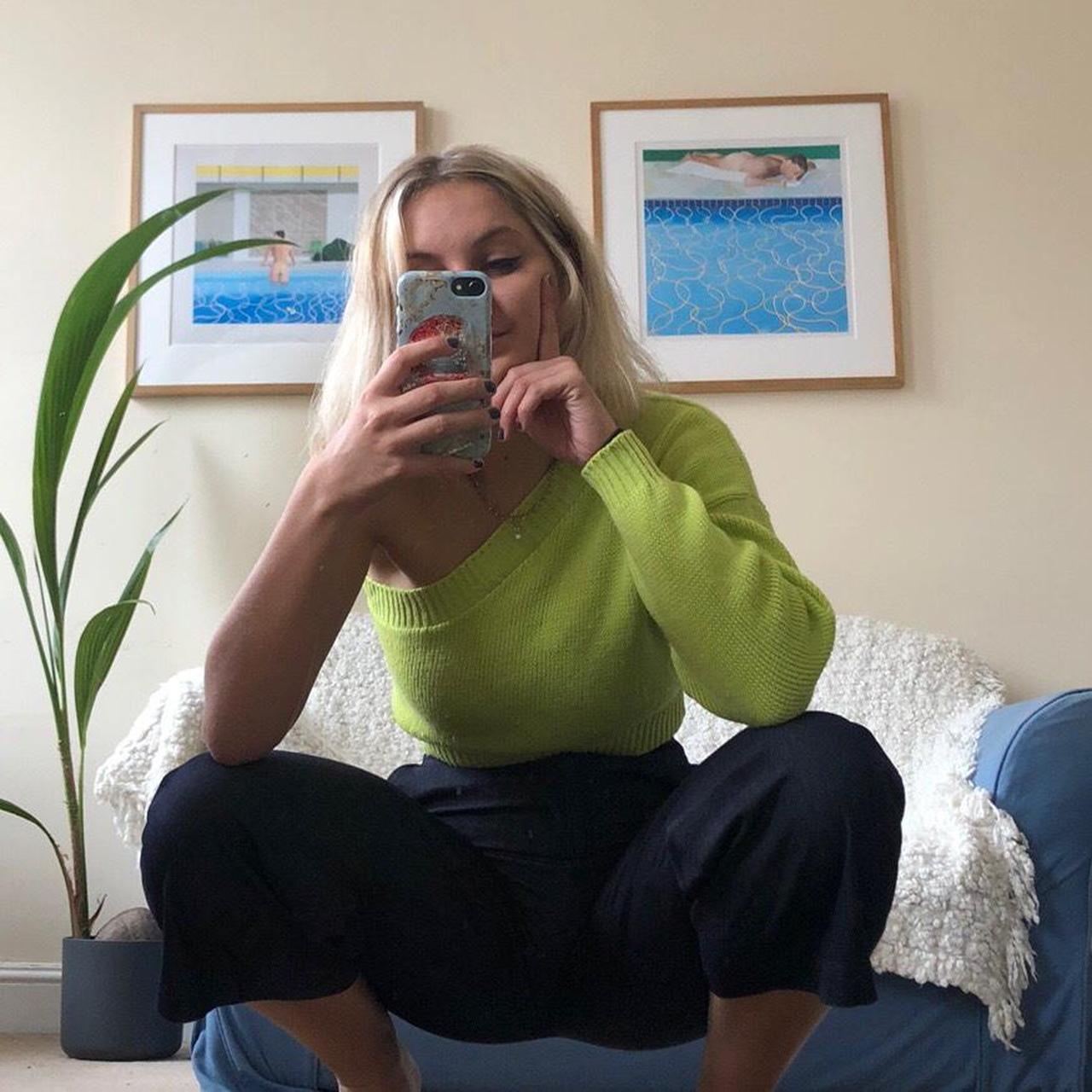Super Cool lIghtweight green one sleeve jumper •... - Depop