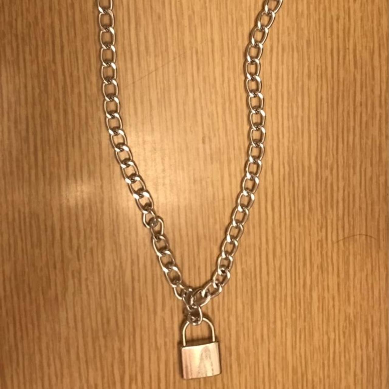 super cute chunky chain lock necklace! perfect for... - Depop