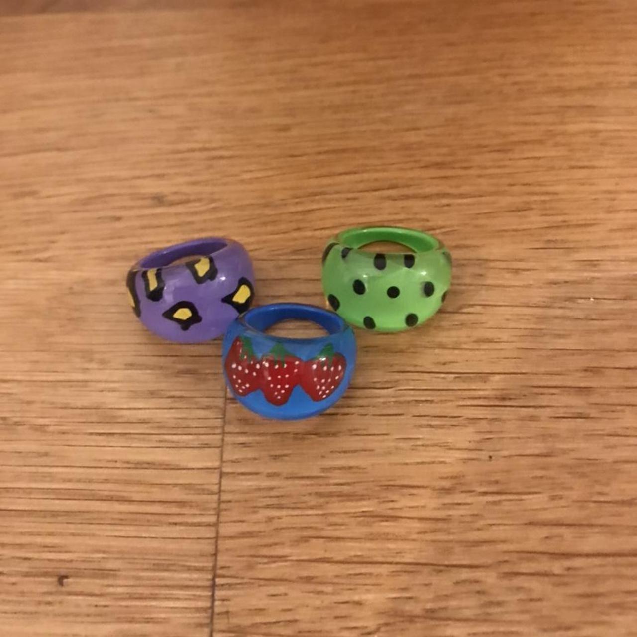Jewellery Bundle! Three cute Perspex rings, pair... - Depop