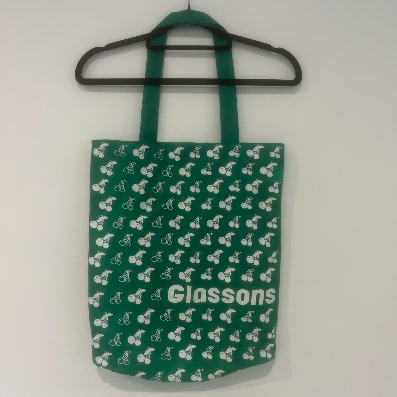 VINTAGE GLASSONS TOTE BAG Green tote bag with cherry... - Depop