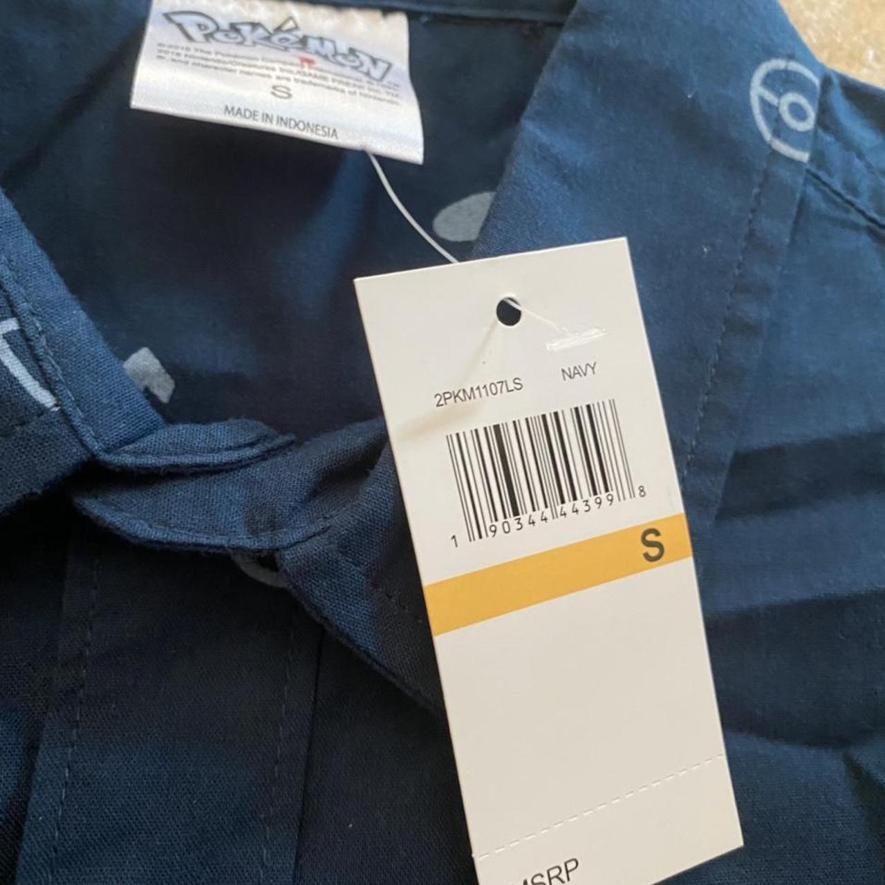 NWT Pokemon Navy Blue Button Down Shirt White Poke... - Depop