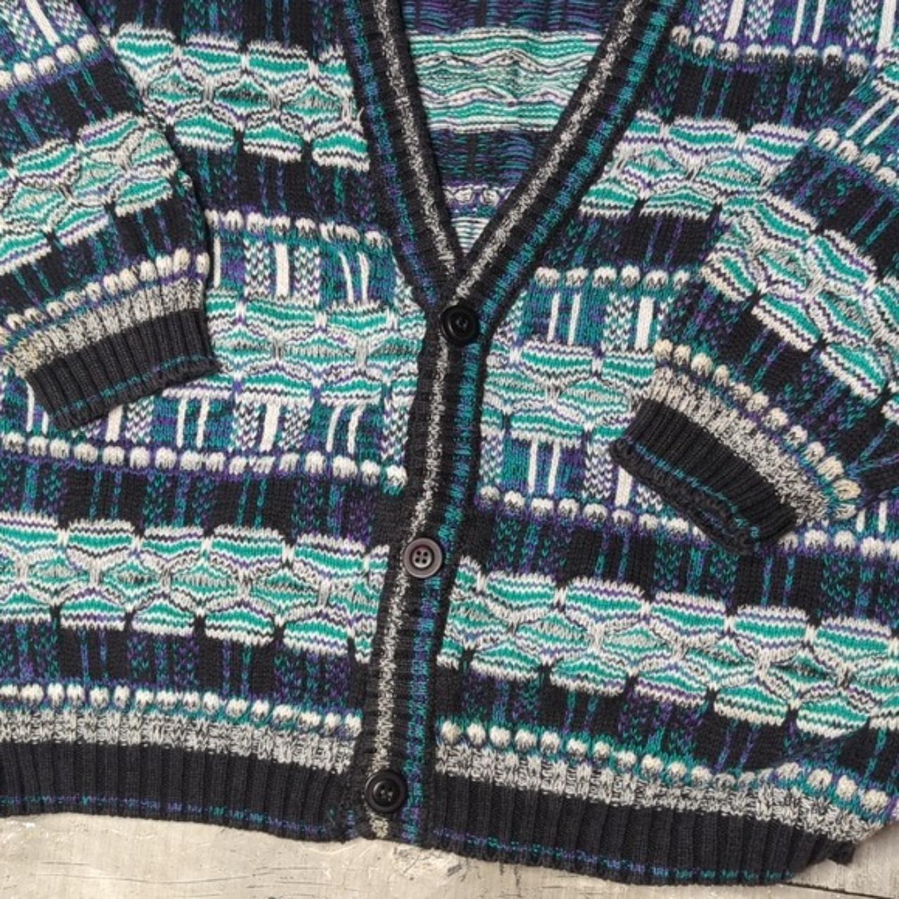 Vintage coogi look alike chunky knit colorful... - Depop