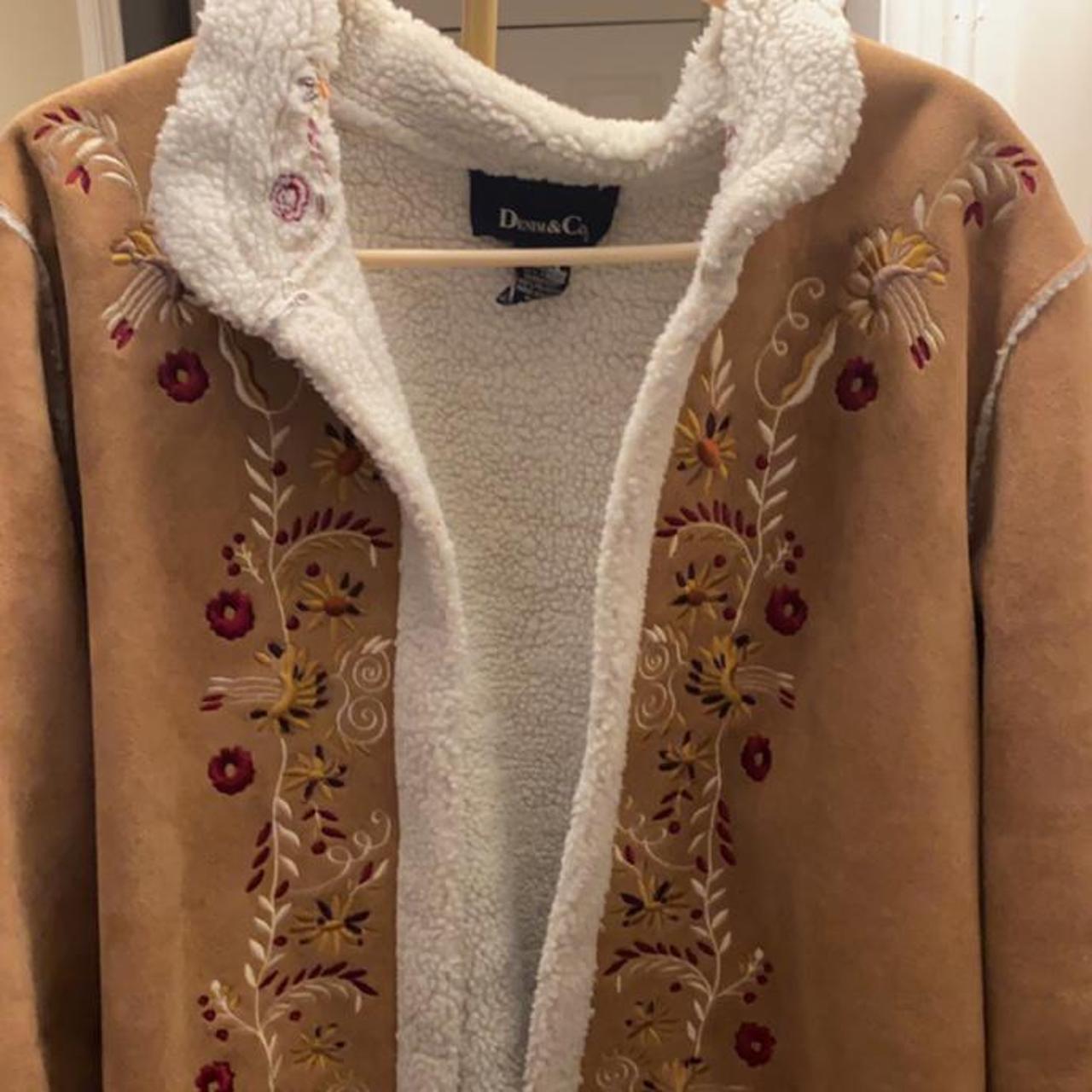 Denim & Co. fuzzy jacket has beautiful design in the... - Depop