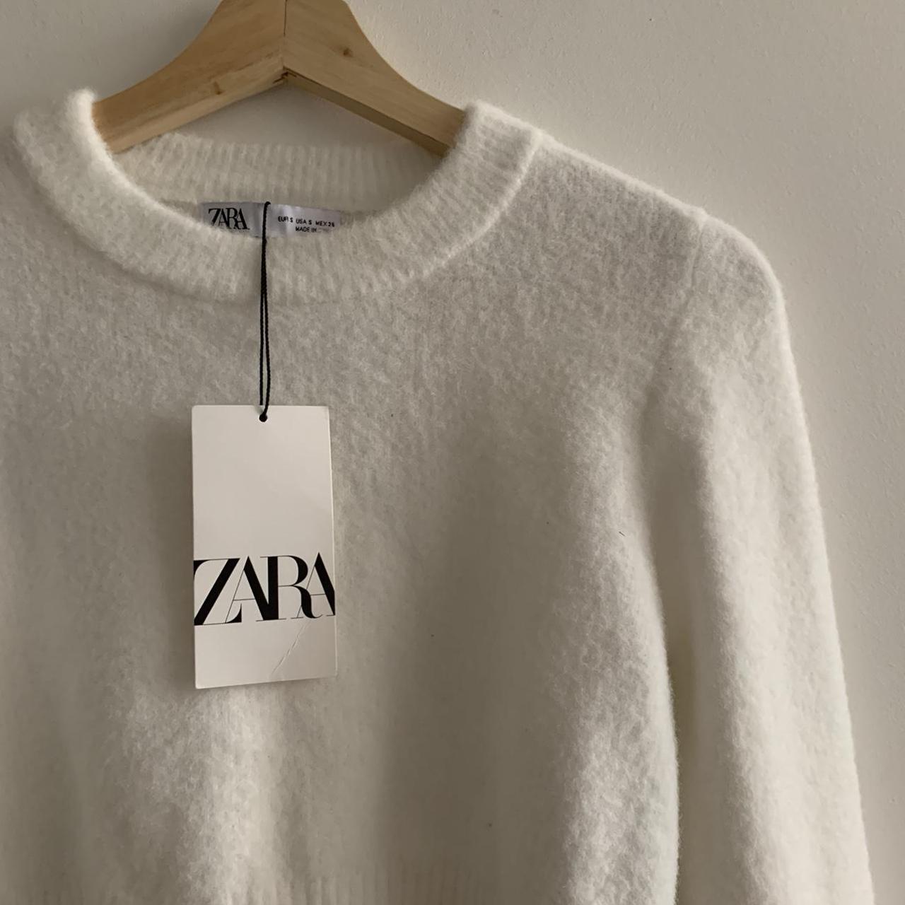 Zara soft touch white cropped sweater size S Used... - Depop