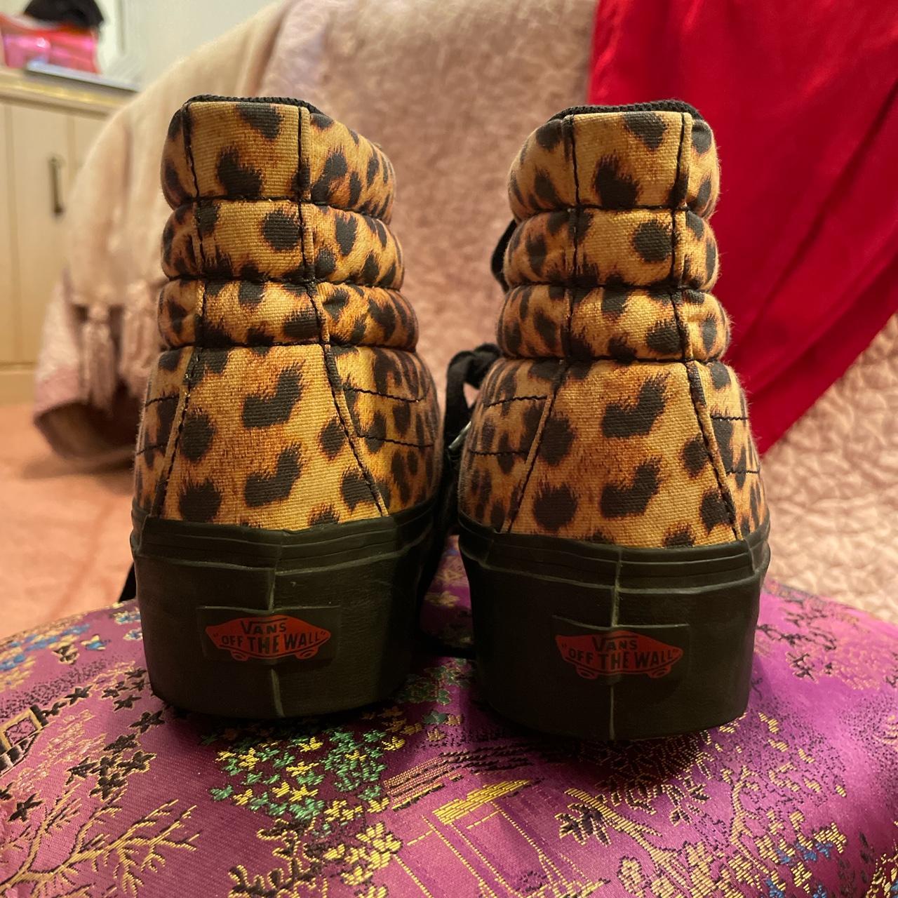 Womens 7 platform leopard print vans hardly ever... - Depop