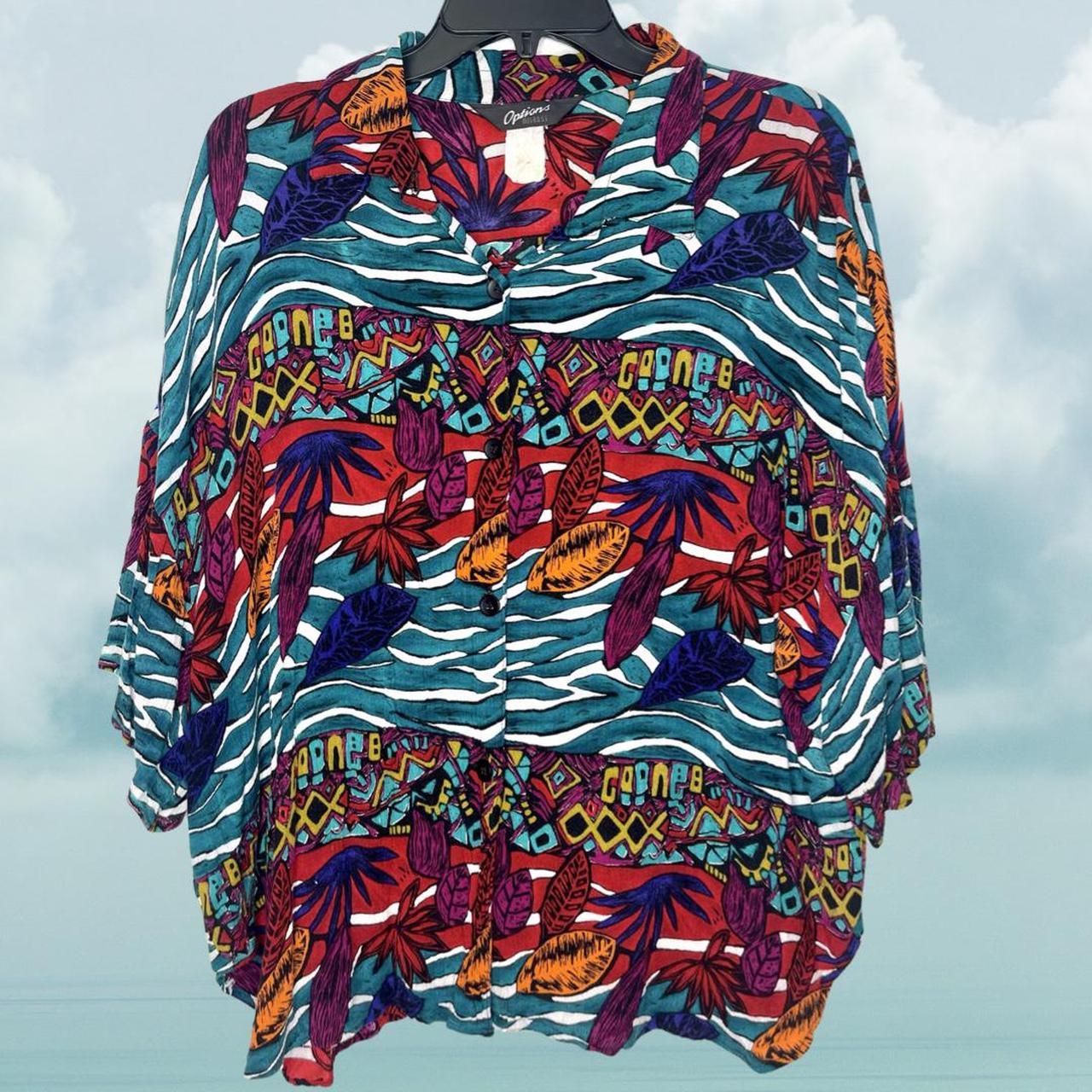 Vintage 90’s boxy, super lightweight colorful... - Depop