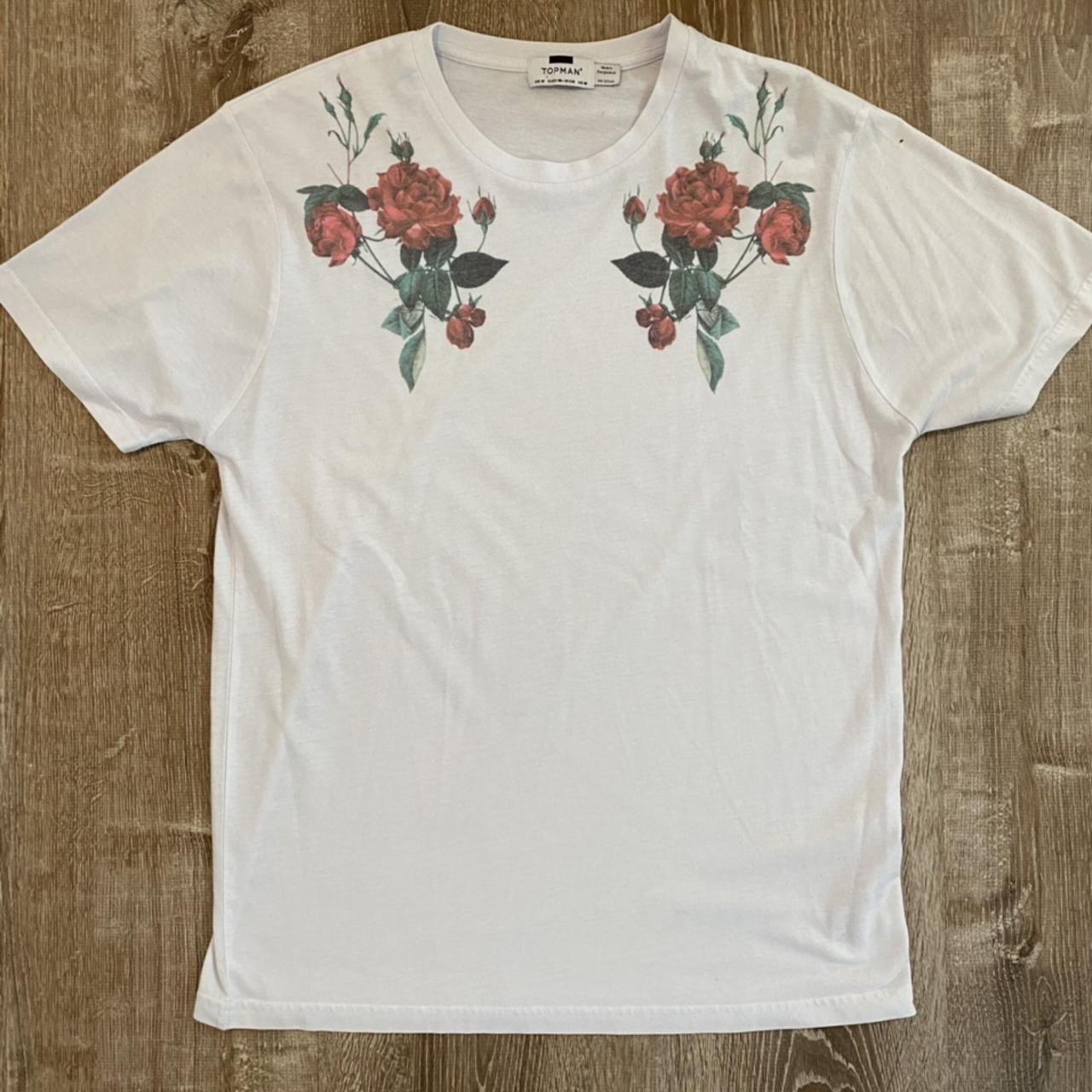 Top Man/ Topshop tee shirt with roses. - Depop
