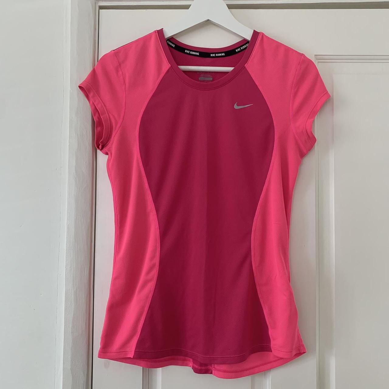 Pink Nike running/work out dri-fit top Worn once -... - Depop
