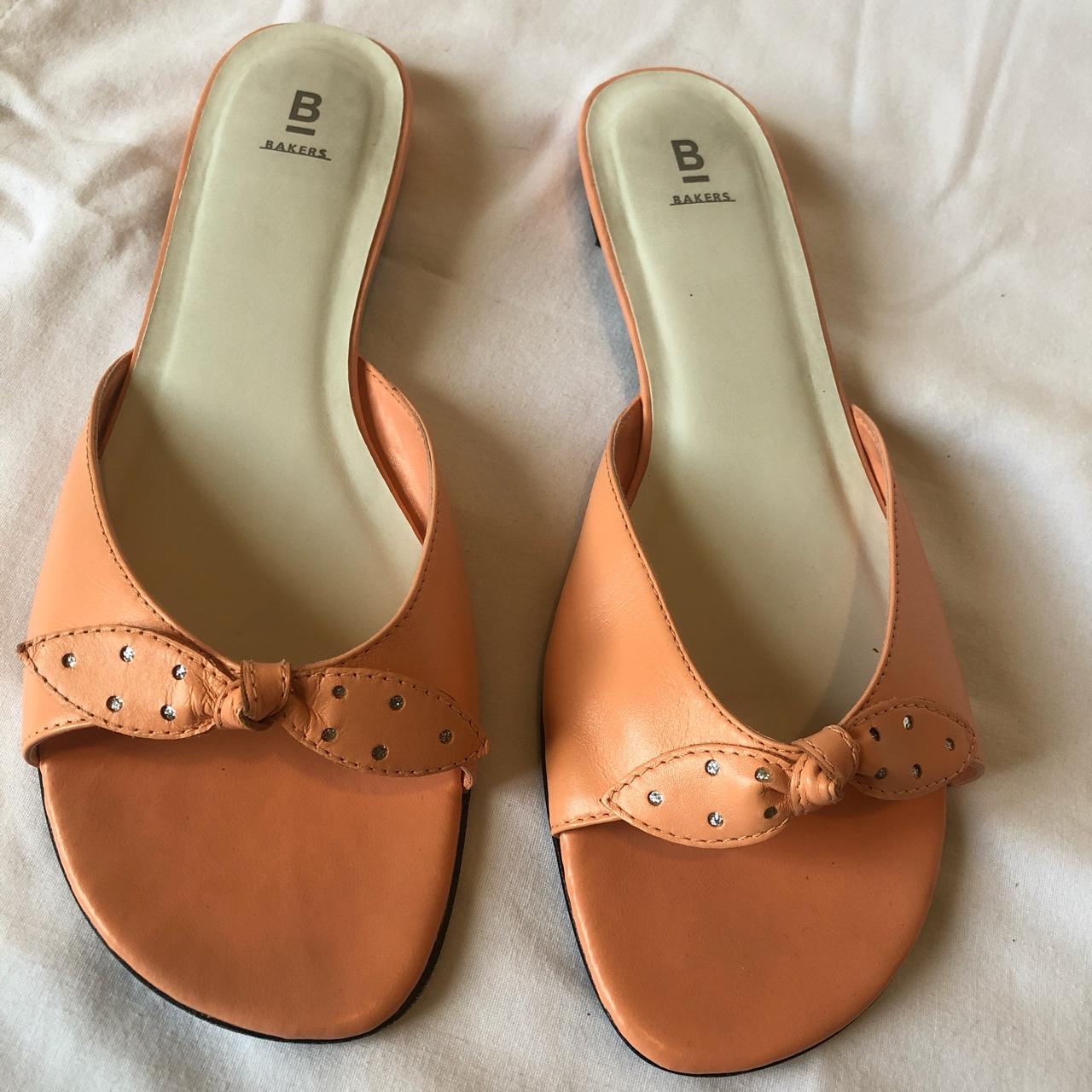 Vintage orange slide sandals from Bakers Offers... - Depop
