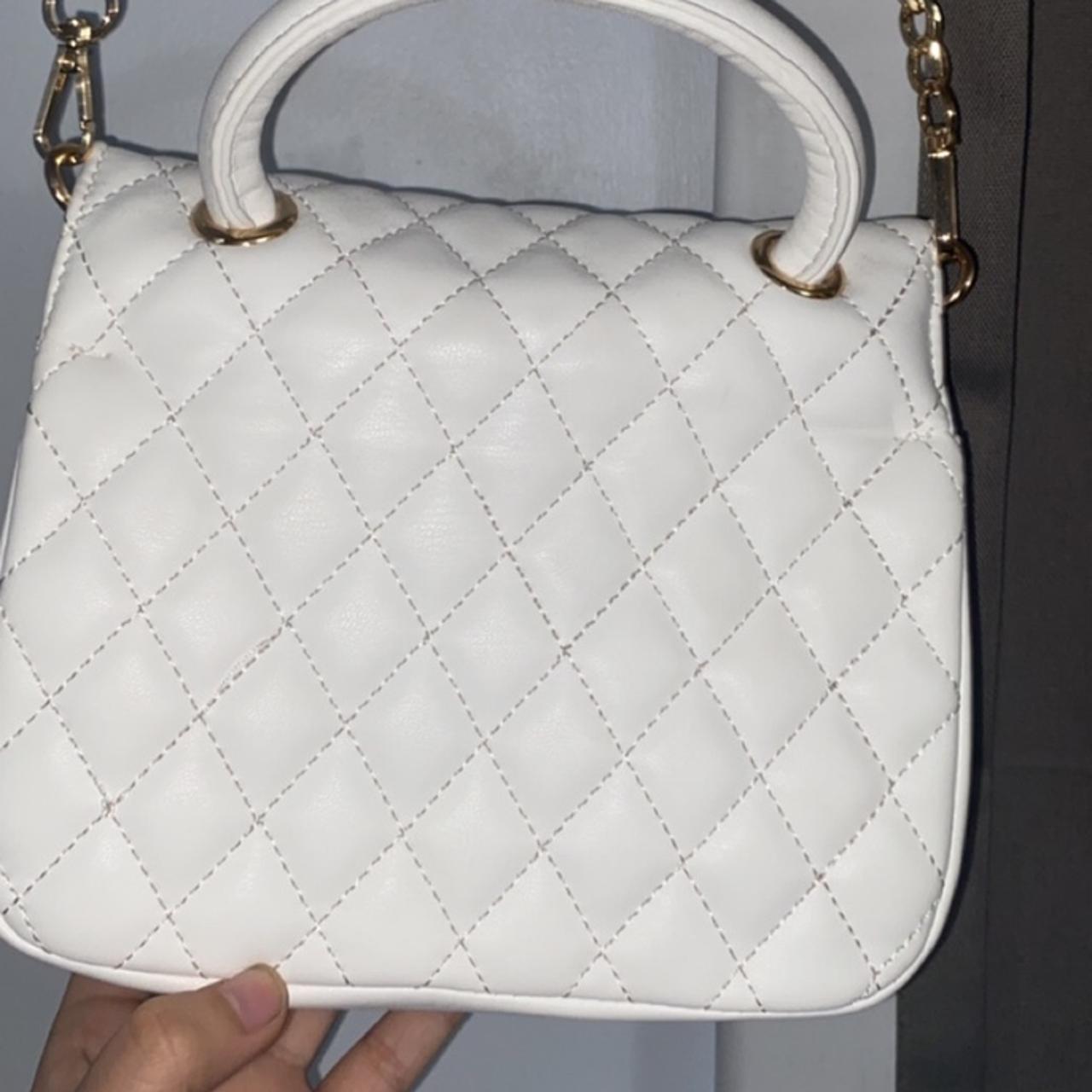 Small white bag with gold trimming, been in my... - Depop