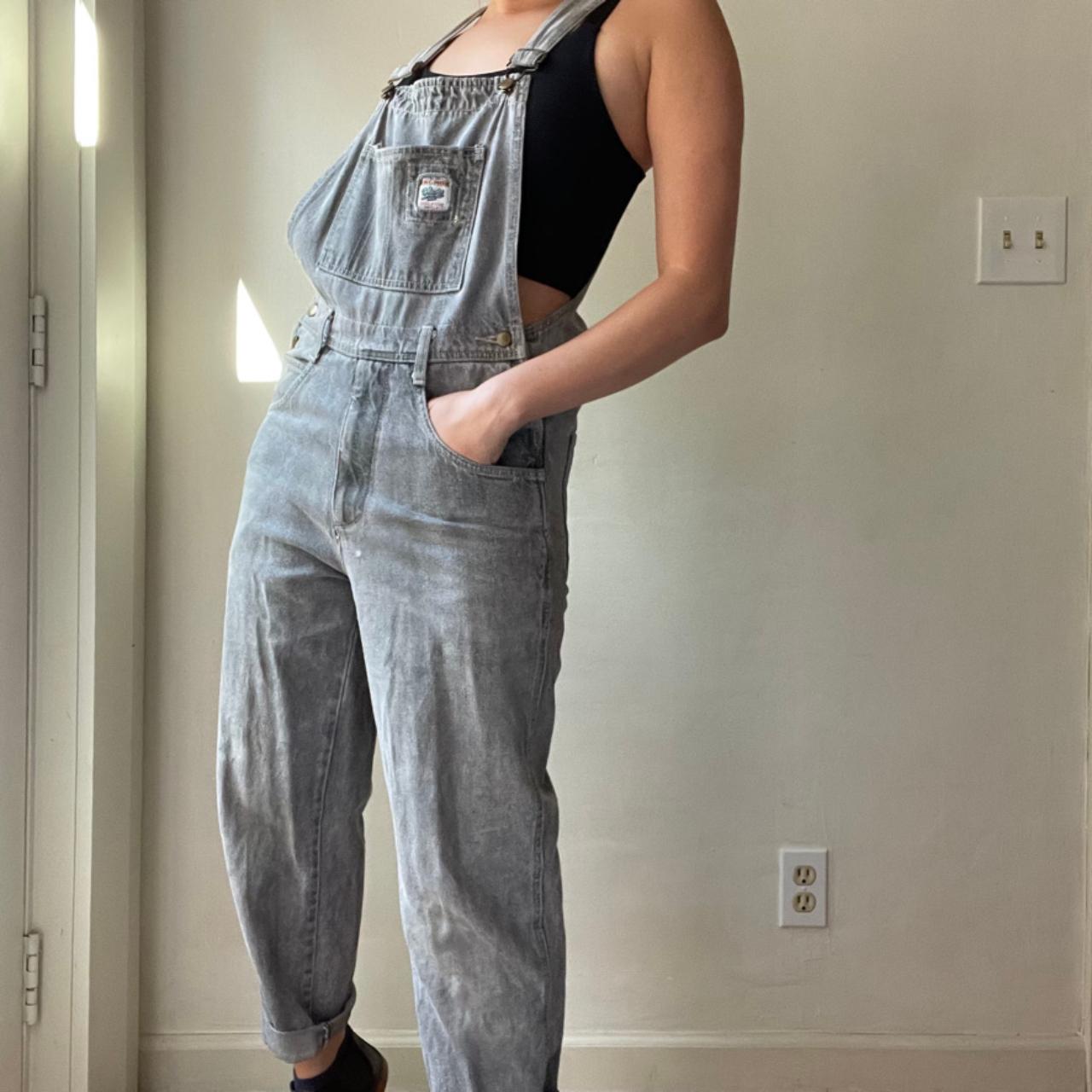 Vintage gray denim overalls in great... | Depop
