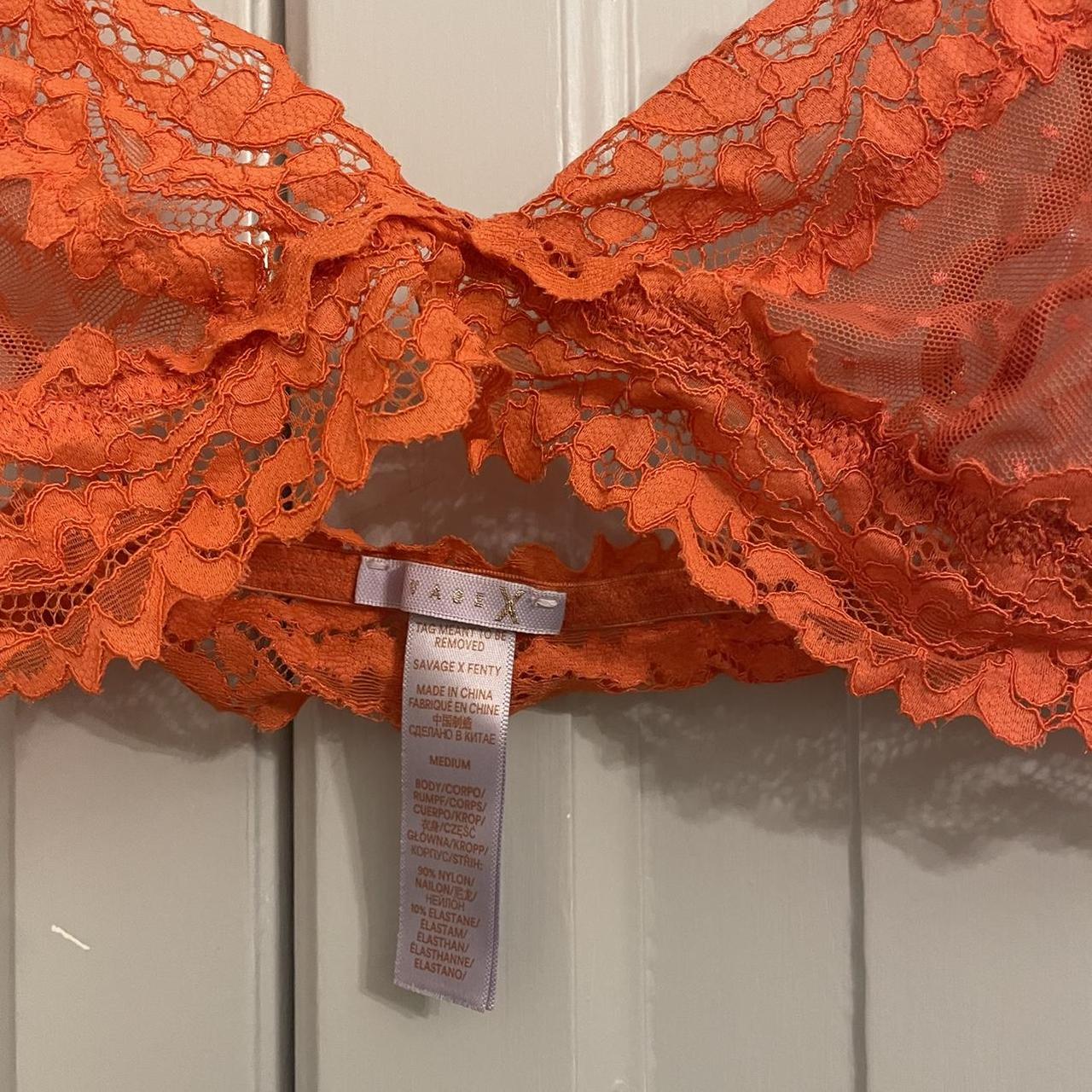 Savage X Fenty orange lace bralette. Good condition.... - Depop