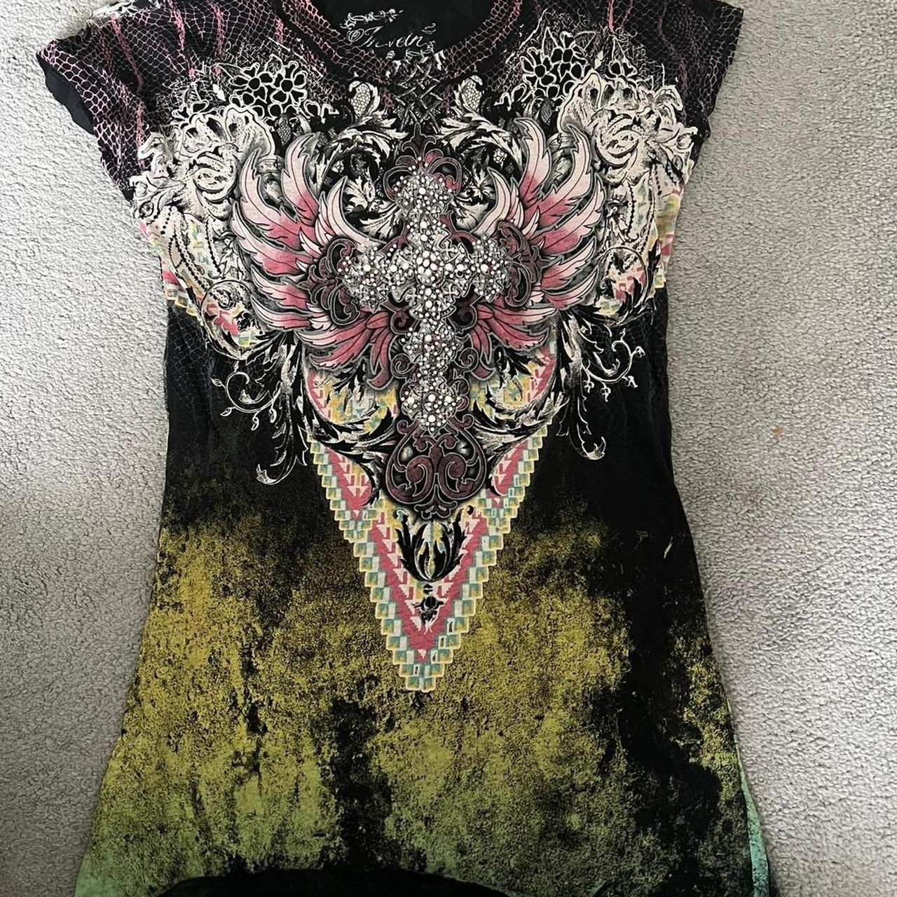 Rhinestone cyber y2k angel wing top #grunge #goth #y2k - Depop