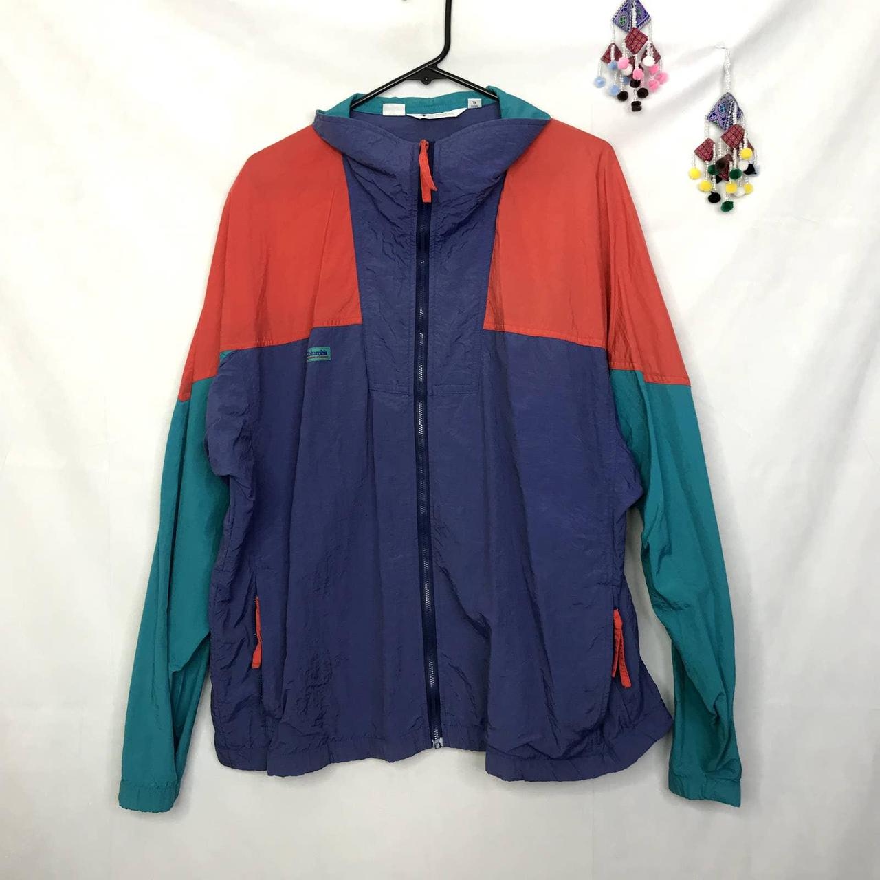 Vintage Columbia retro color block funnel neck... - Depop