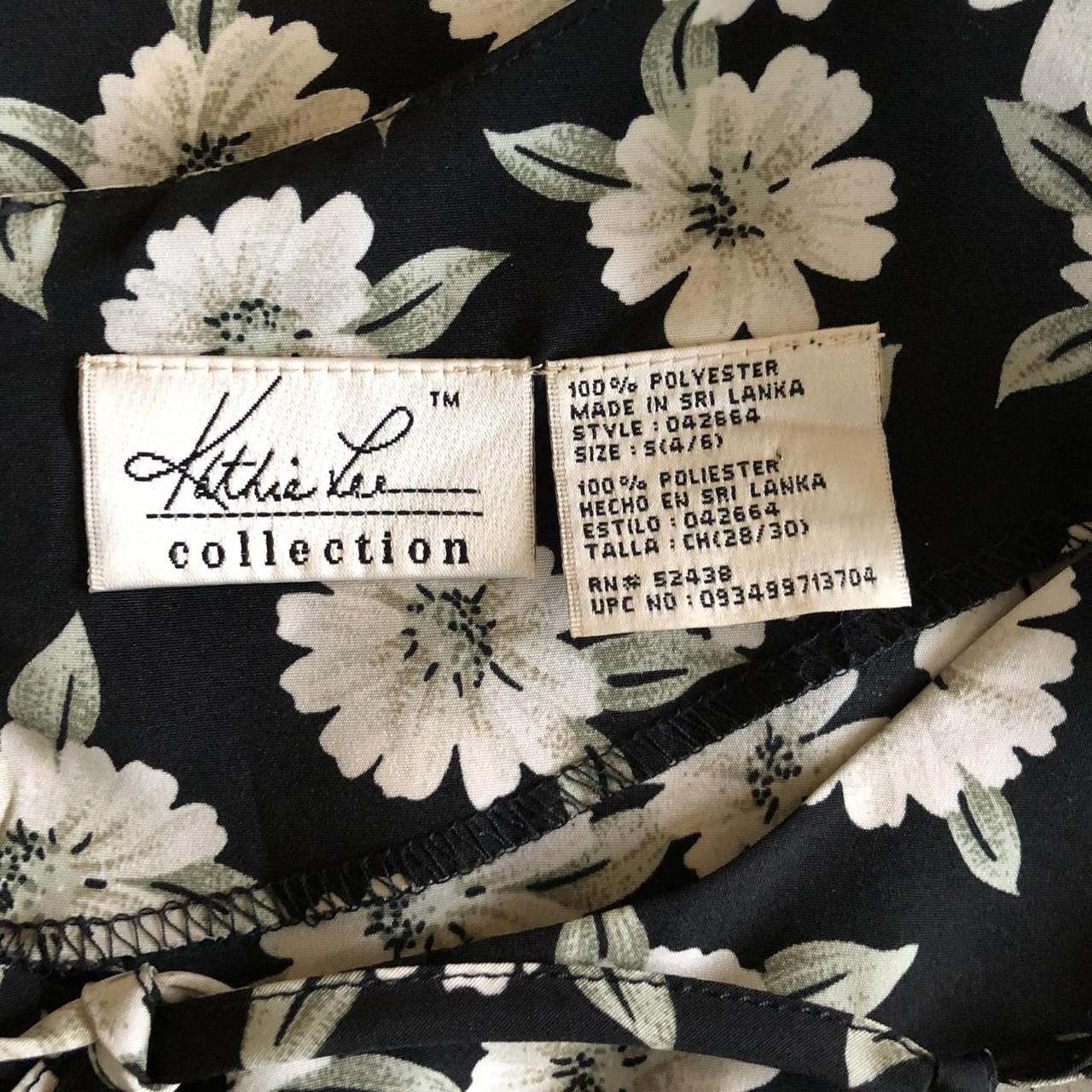 Kathie Lee Vintage black & white floral long... - Depop