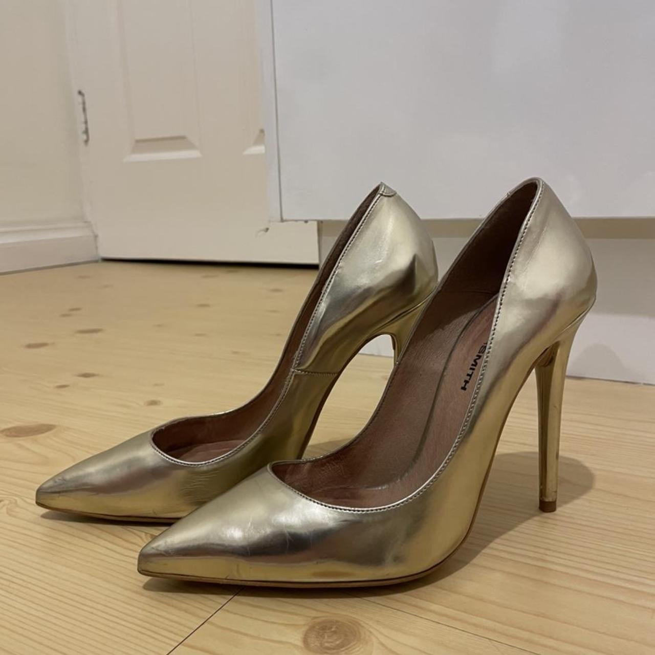 Windsor Smith metallic gold pointed heels... - Depop