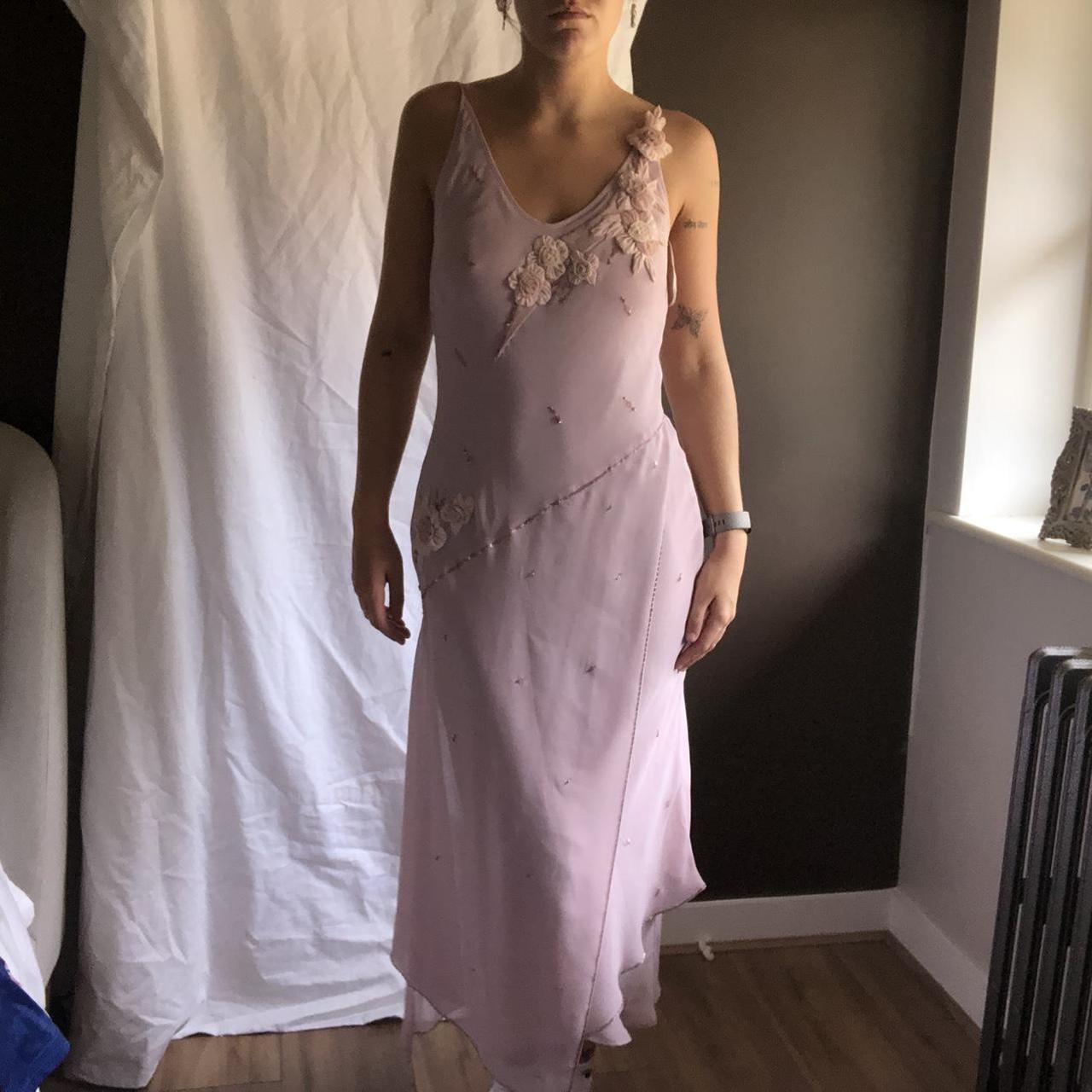 Pink Floral Maxi Dress Low Back With V Neckline Depop