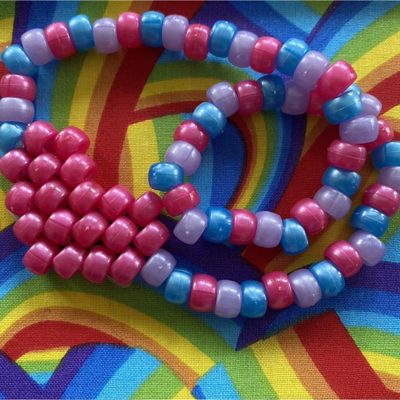 super cute bi colored heart kandi choker!!💗💜💙 one... - Depop