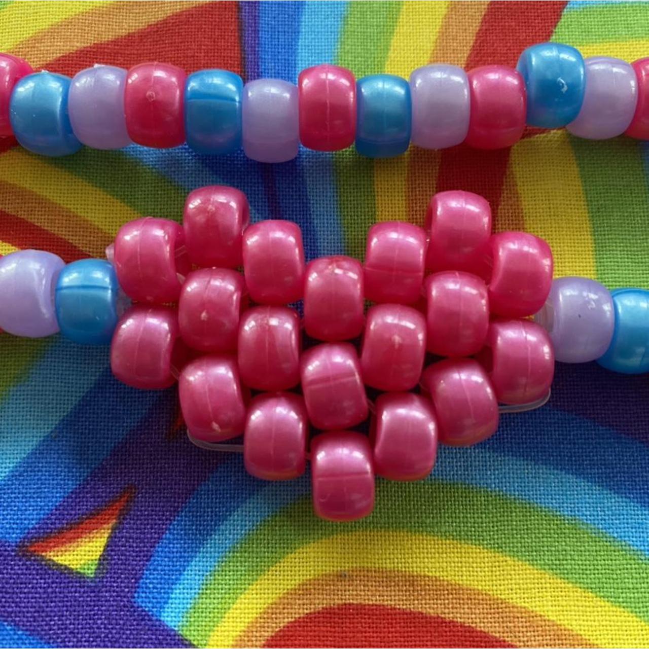 super cute bi colored heart kandi choker!!💗💜💙 one... - Depop