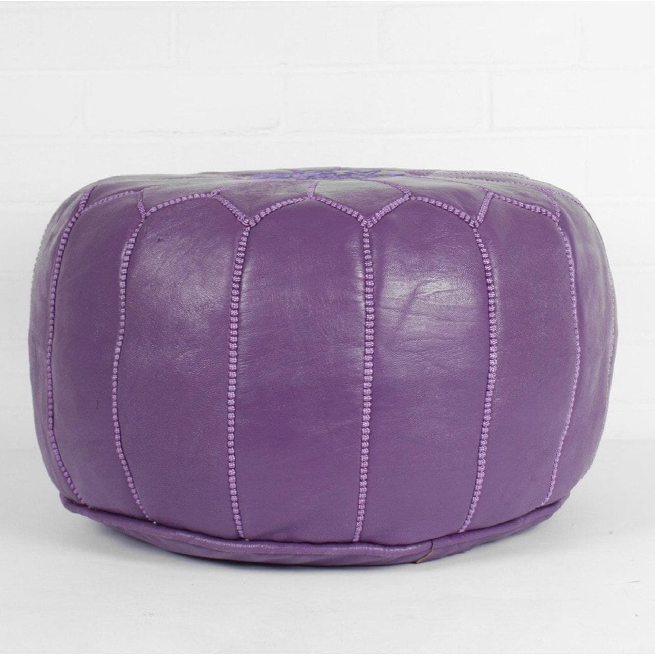 Handmade moroccan purple genuine leather pouf, a... | Depop