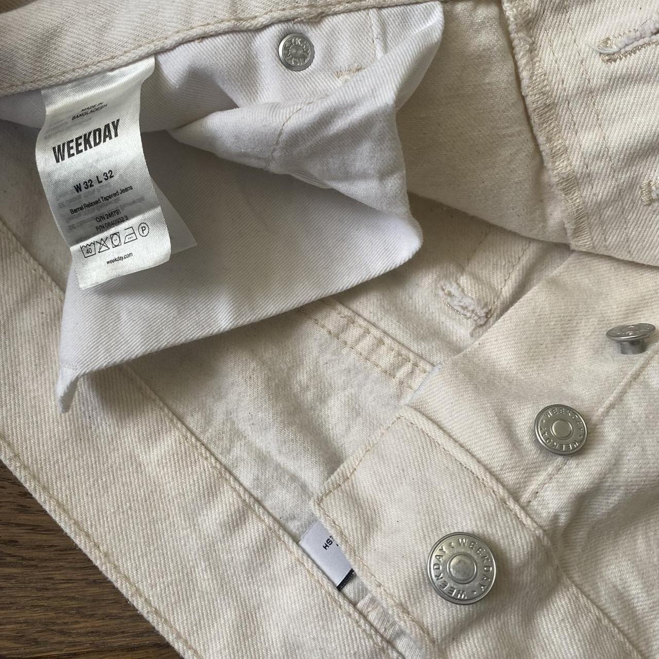 Weekday Men's White and Cream Jeans | Depop