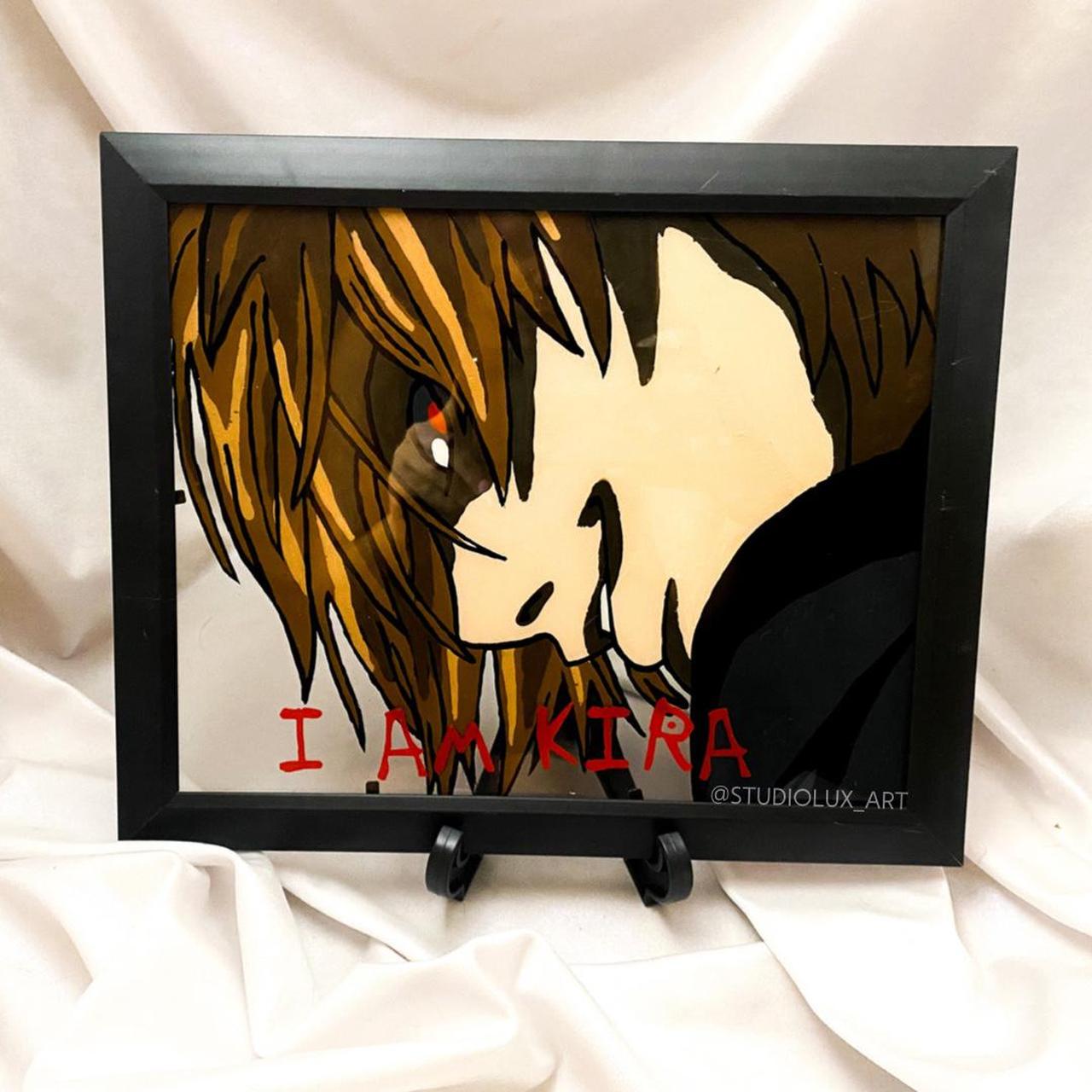 8x10 glass painting of Light Yagami from Death Note.... - Depop