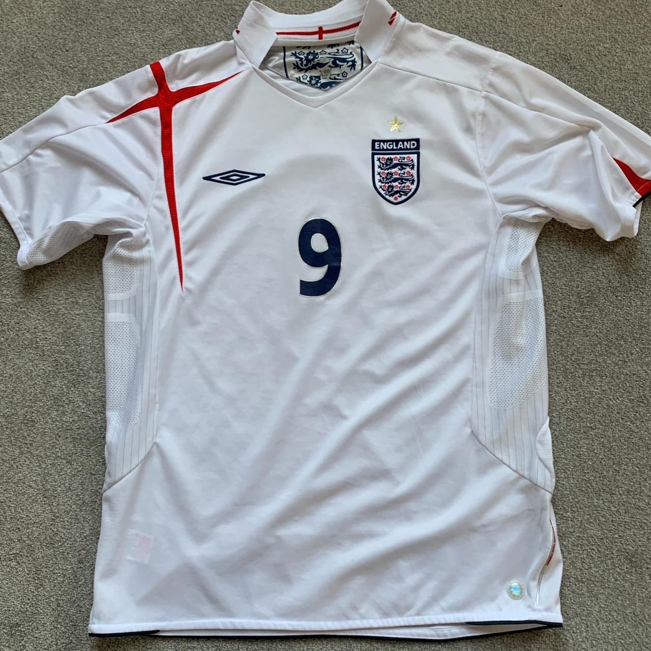 england 2006 home shirt, good condition, rooney size L - Depop
