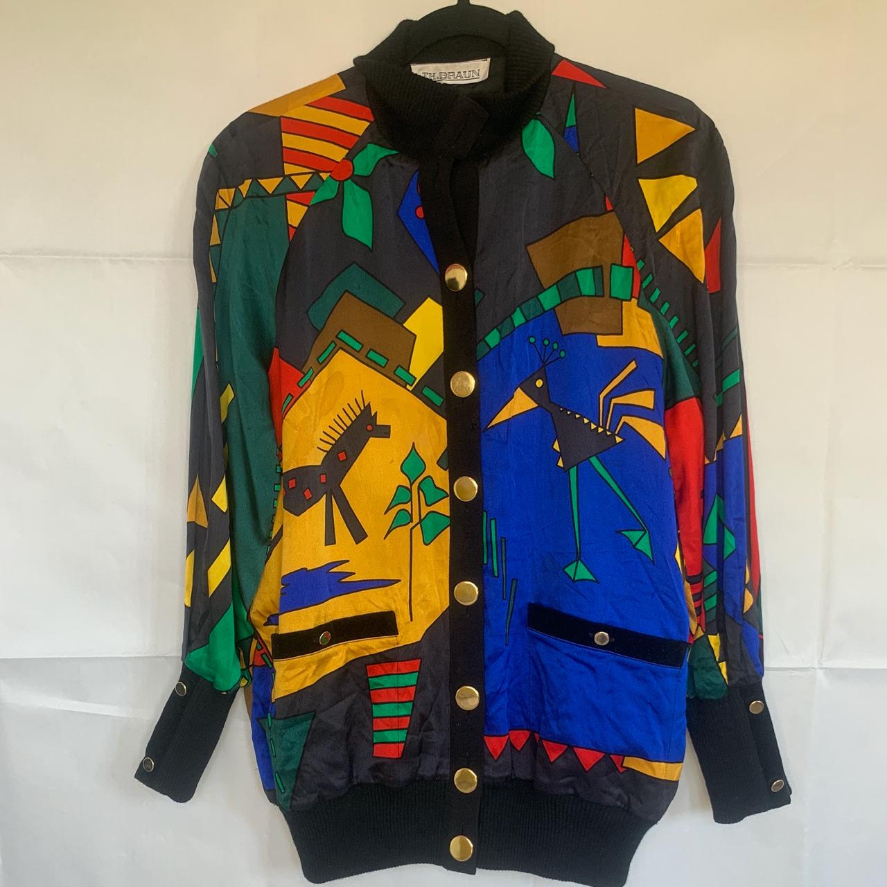 Amazing vintage multicoloured bomber jacket. Size:... - Depop