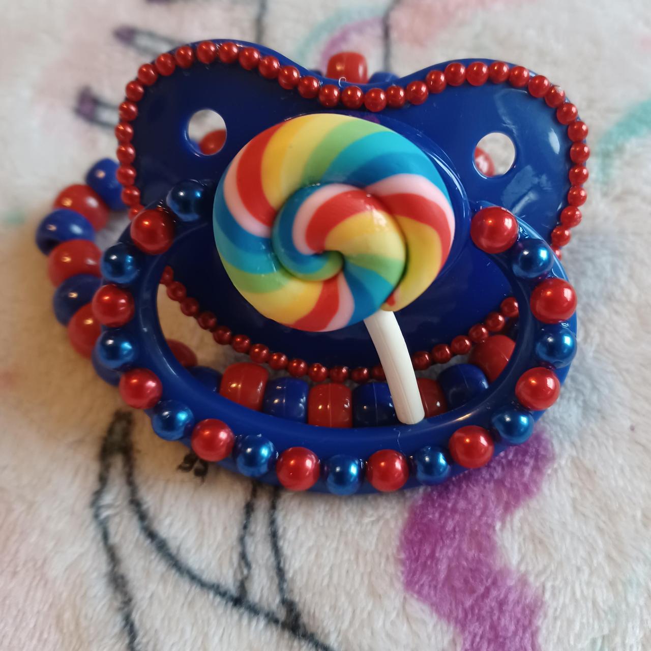 Adult Decoden Pacifier. Rainbow Lollipop center with... - Depop