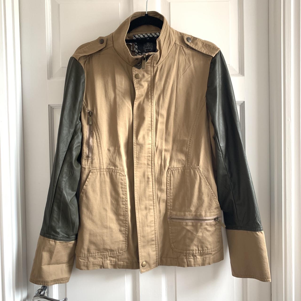 Lightweight beige canvas jacket with khaki waxed... - Depop
