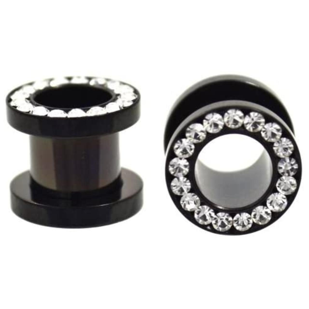 black bling spool plugs, really cute and go with... | Depop