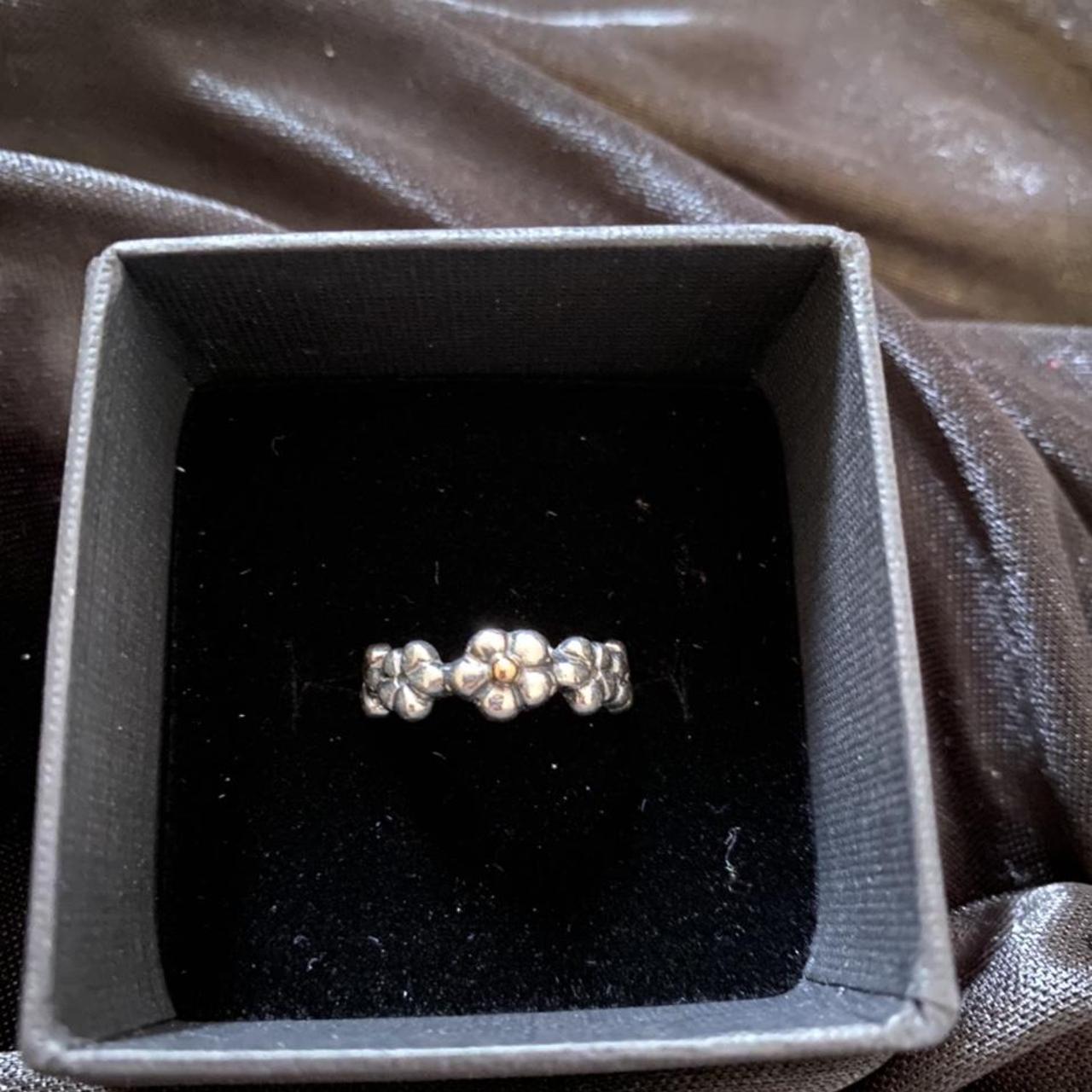 Pretty flower discontinued Pandora ring in gold and... - Depop